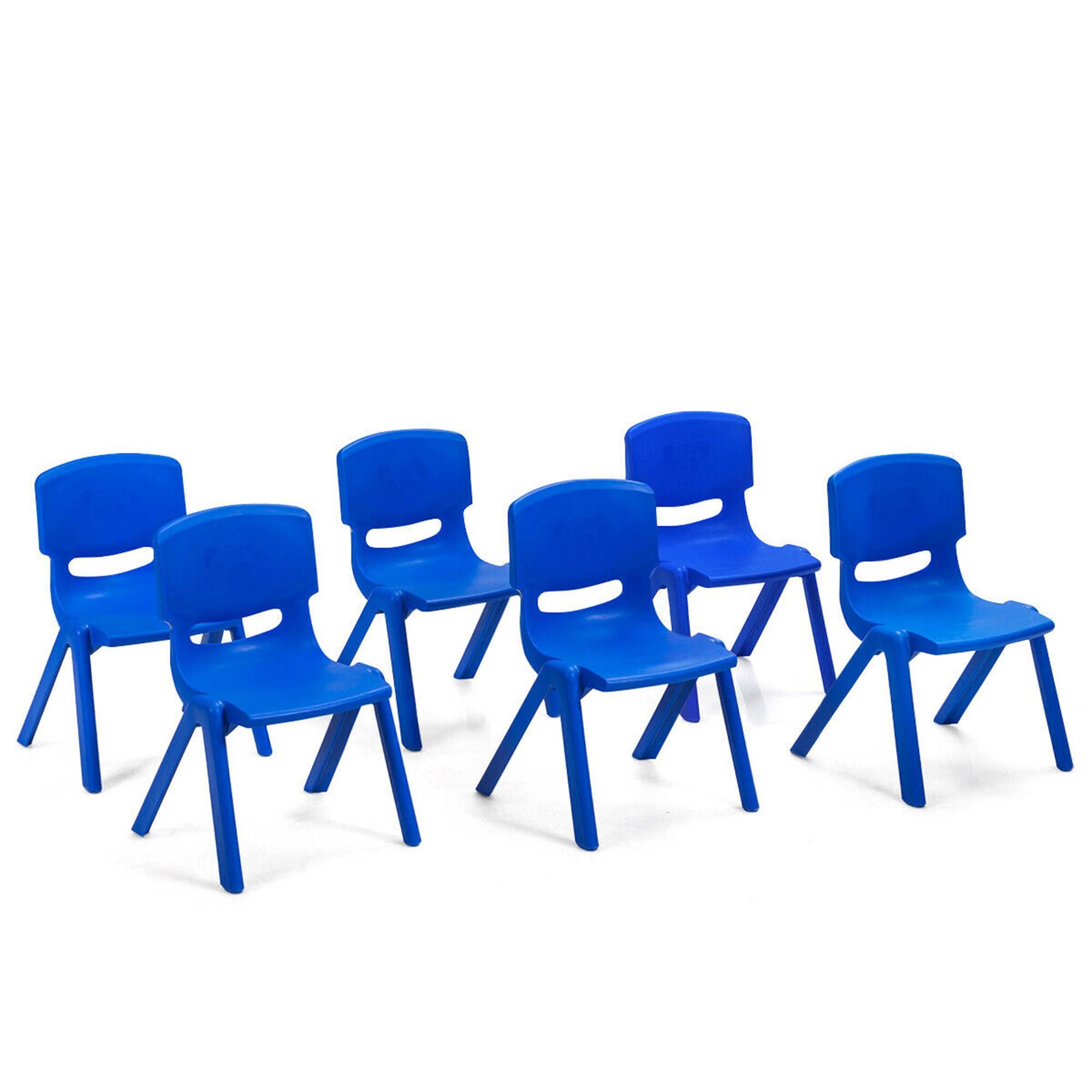 Gymax 6 pack Kids Plastic Stackable Classroom Chairs Indoor/Outdoor ...