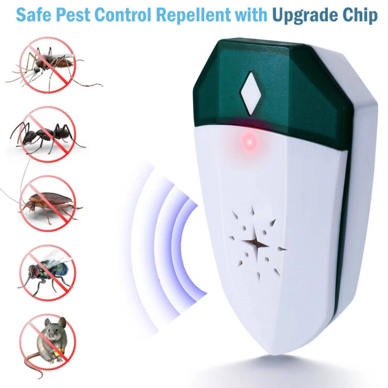 3 Pcs Ultrasonic Pest Reject Home Control Electronic Repellent Mice Rat ...