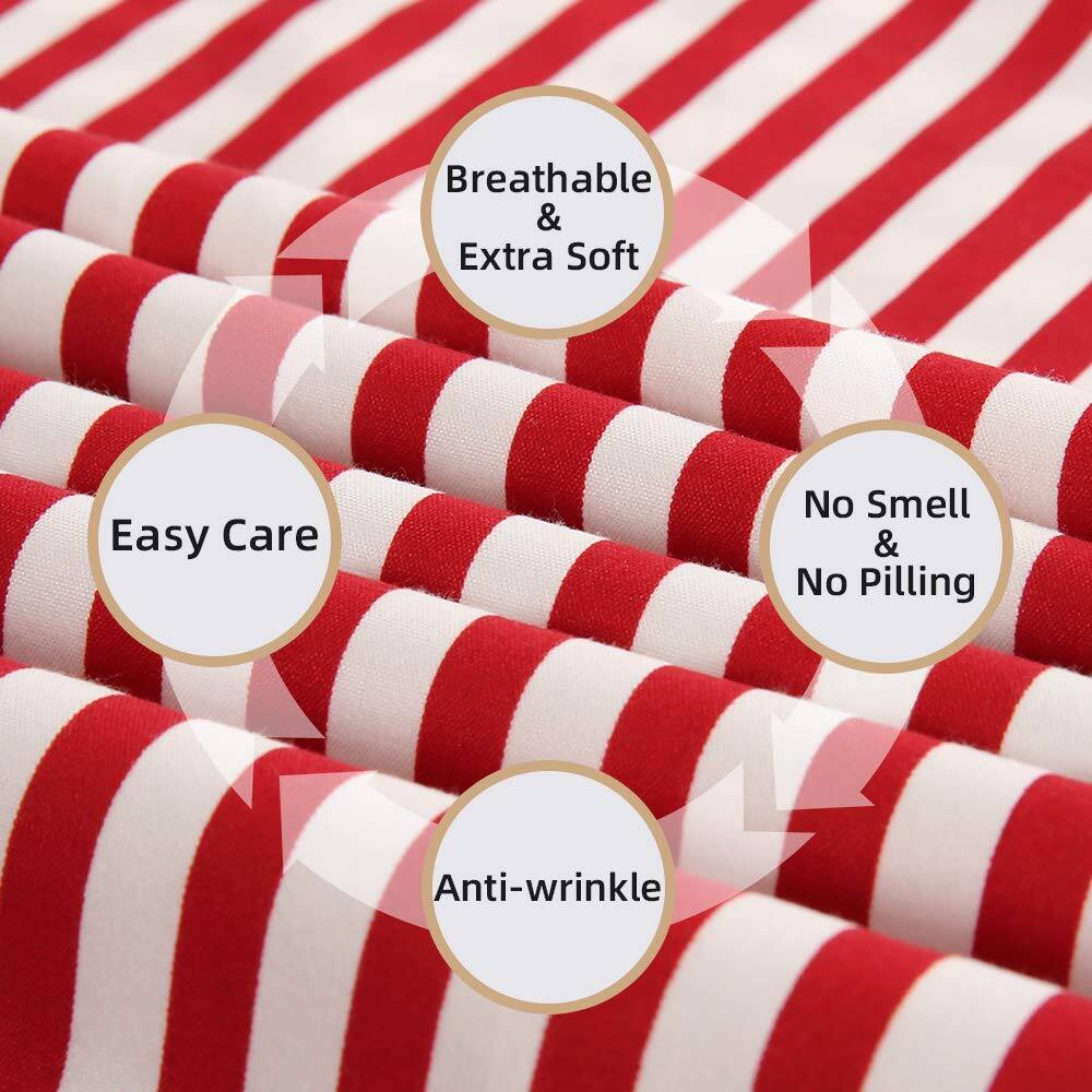 Dapper Styles Ticking Stripe Sheet Set Microfiber Bedding Burgundy And ...