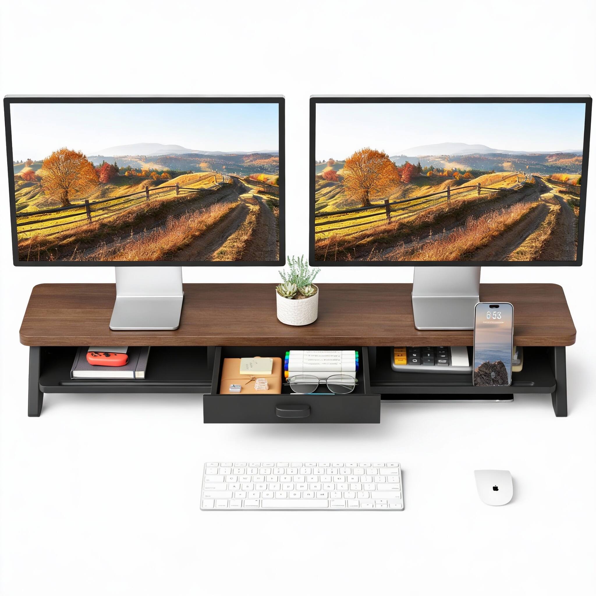 Frangdom Monitor Stand 39.3" 2 Tier Drawer Phone Holder XSQ039 LED ...