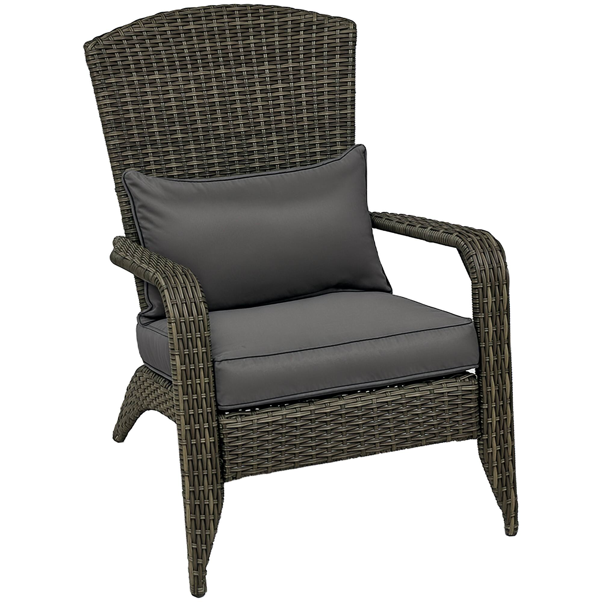 Outsunny Patio Wicker Adirondack Chair, Outdoor All Weather Rattan Fire ...