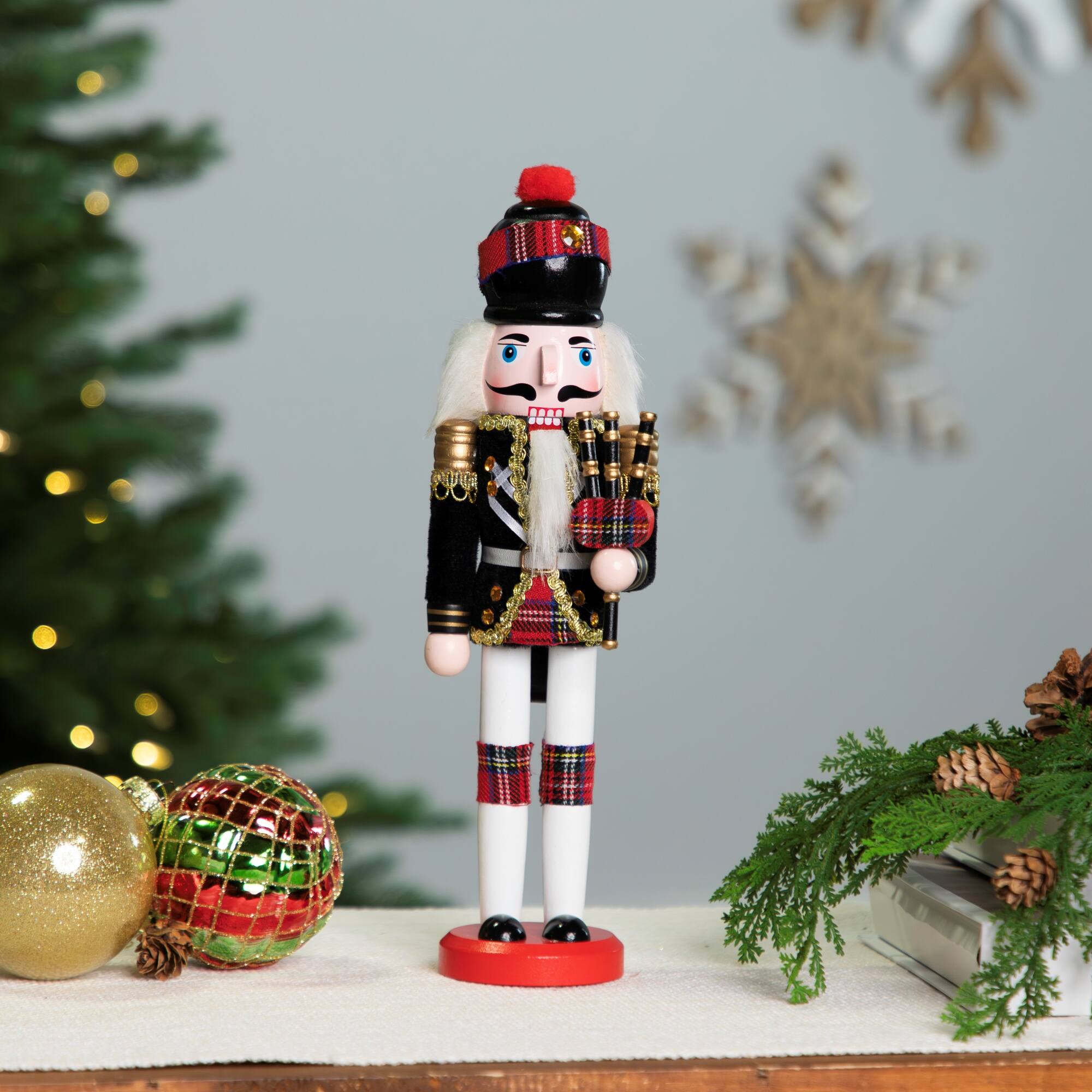Northlight Mini Bagpiper Nutcracker Christmas Figure 12" and Red Black ...