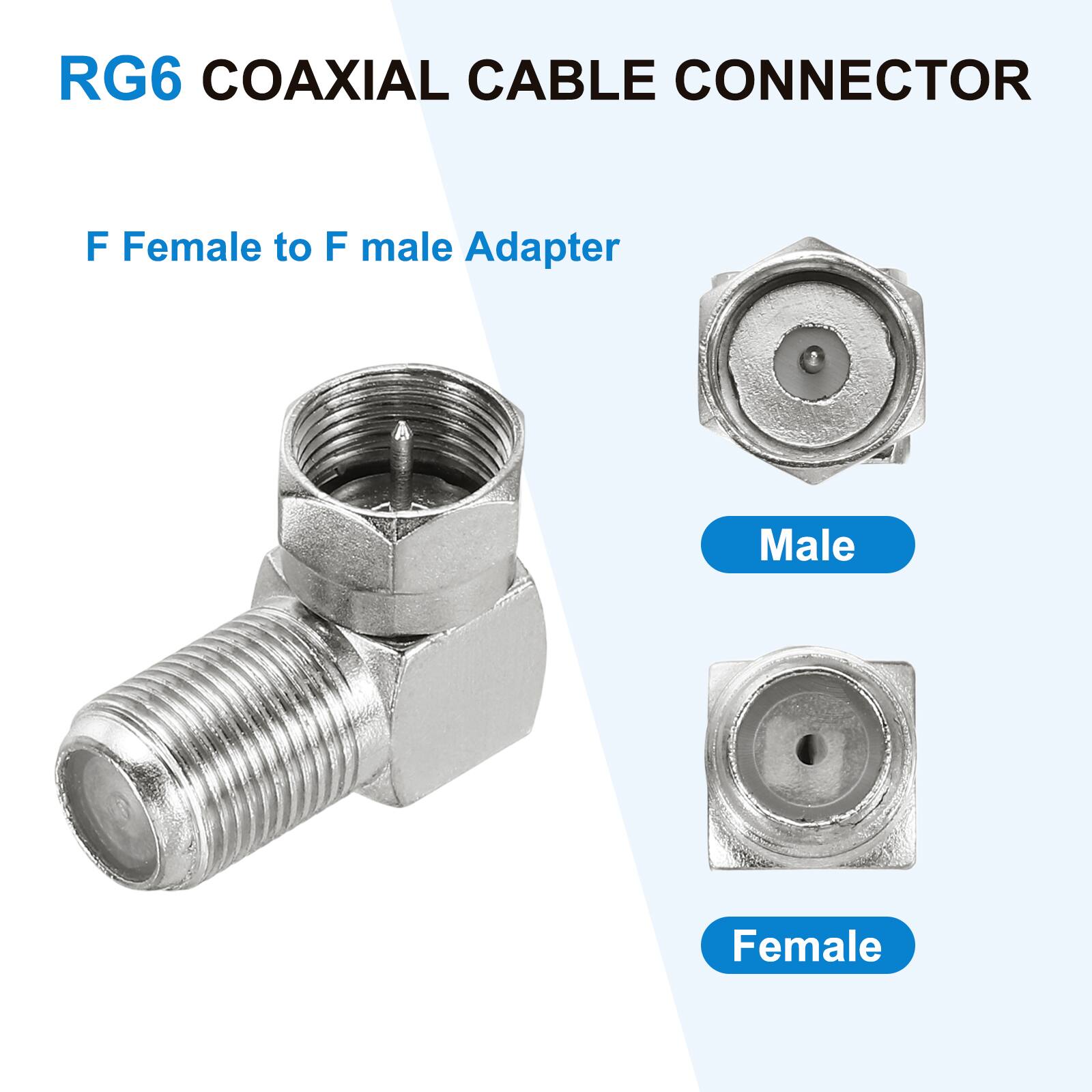 Unique Bargains 20pcs Right Angle Coaxial Connector, F Female to F Male ...
