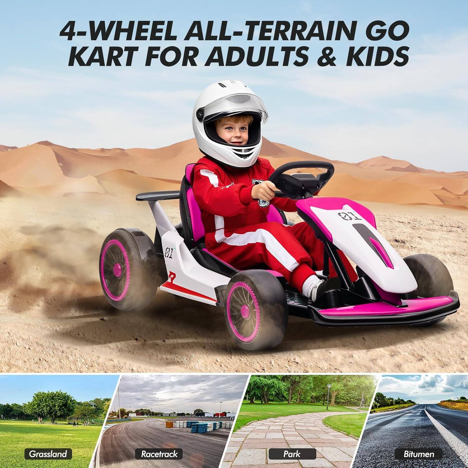 Qeetex 24V Go Kart for Kids, Electric Drift Kart with 2X200W Motor, 7AH ...