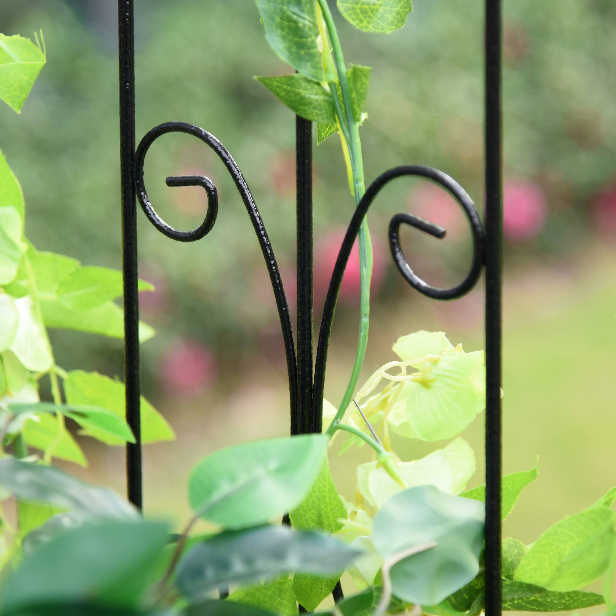Outsunny 86" Garden Arch Arbor, Metal Arch Trellis with Gate and ...