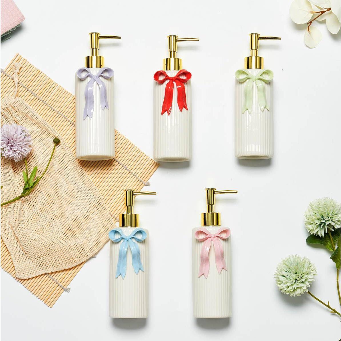 Dapper Styles Handmade Ceramic Bow Soap Pump Dispenser Hand Lotion ...