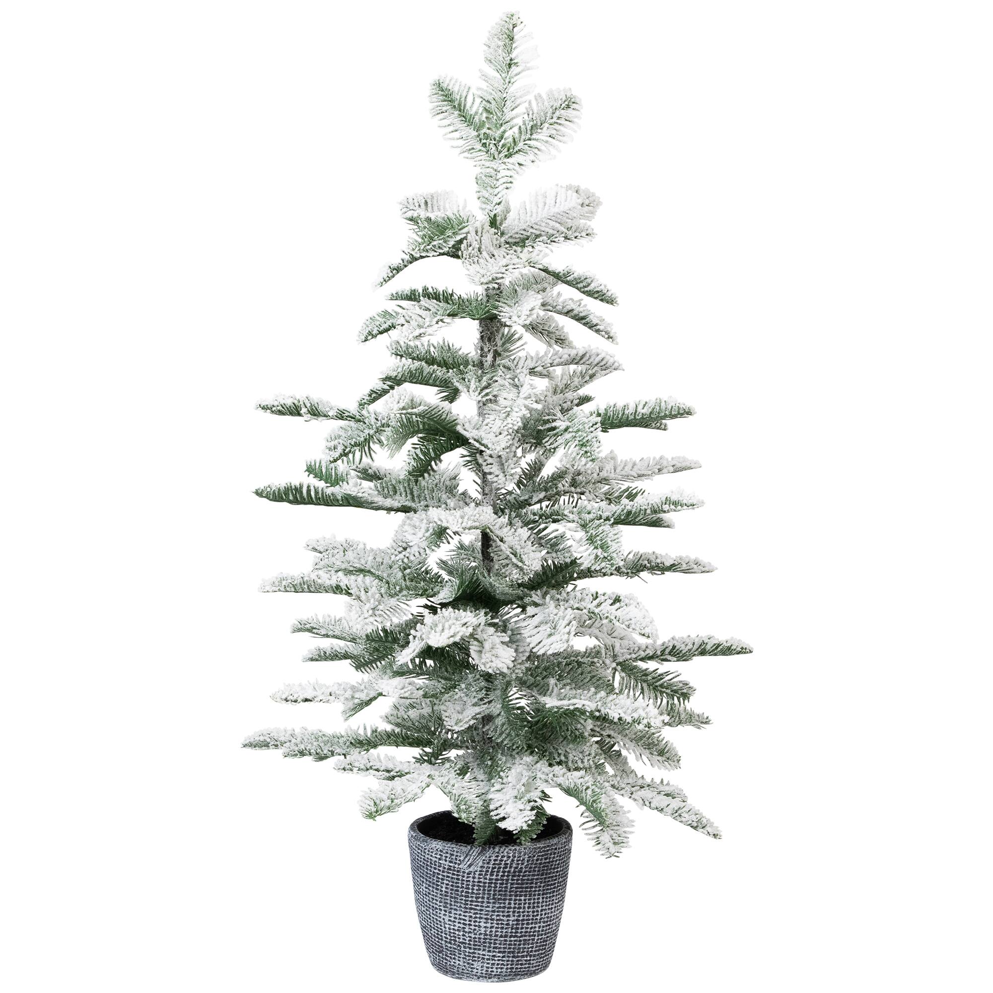 Northlight Flocked Pine Potted Artificial Christmas Tree 28" Unlit ...