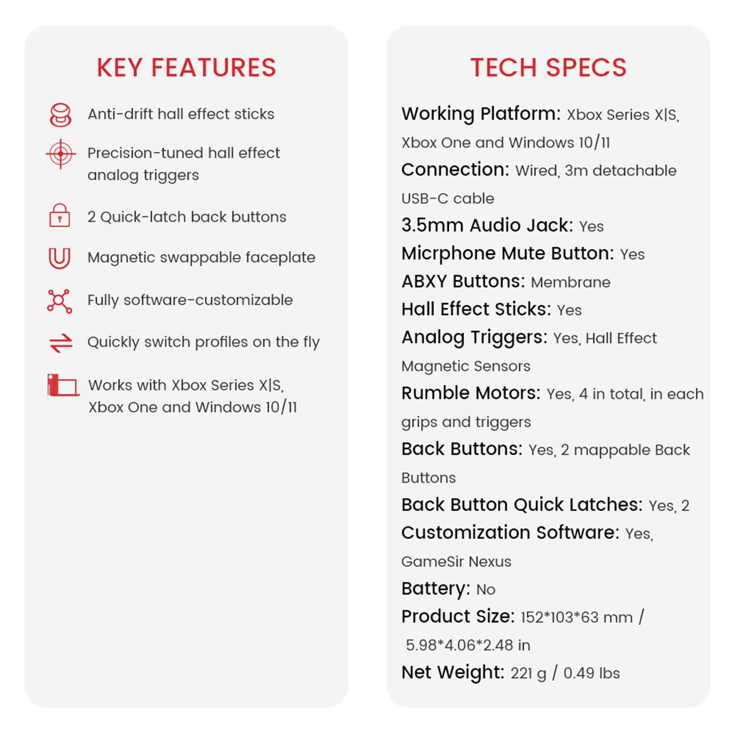GameSir G7 SE Wired Controller for Xbox Series X|S|One, Windows 10/11 ...