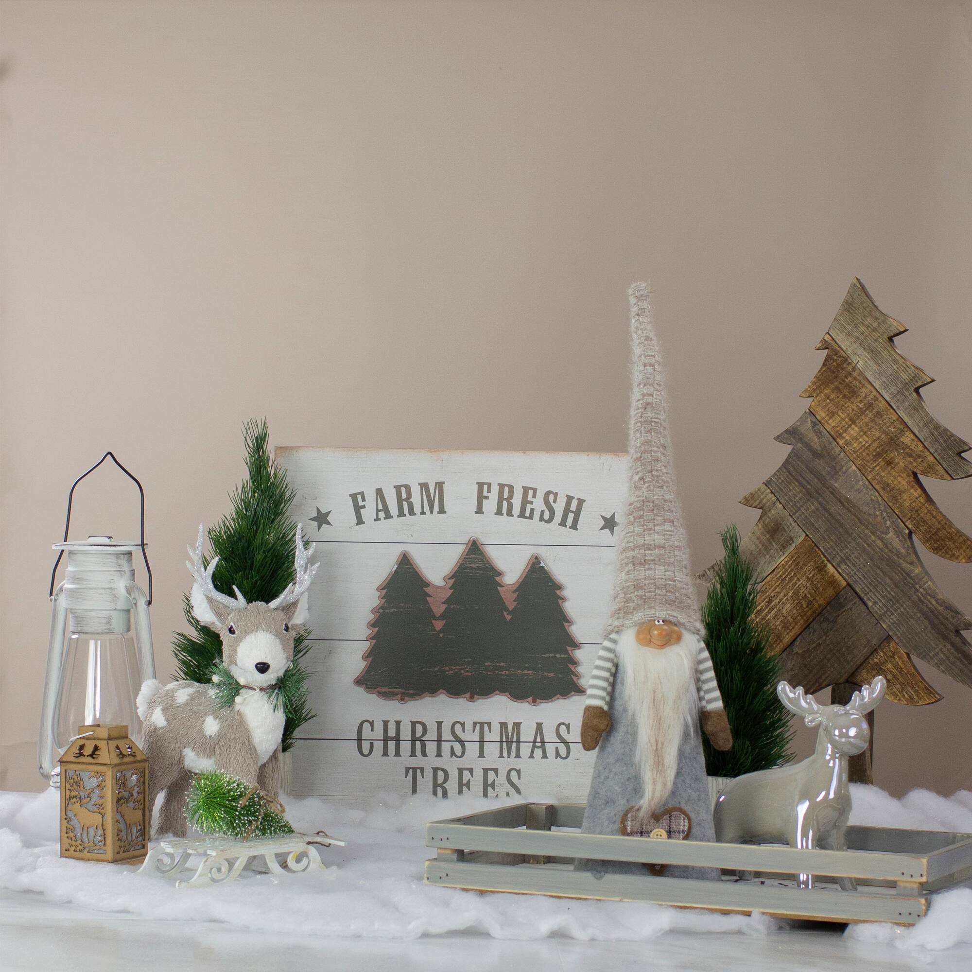 Northlight 16" Washed Farm Fresh Christmas Trees Wooden Wall Sign White ...