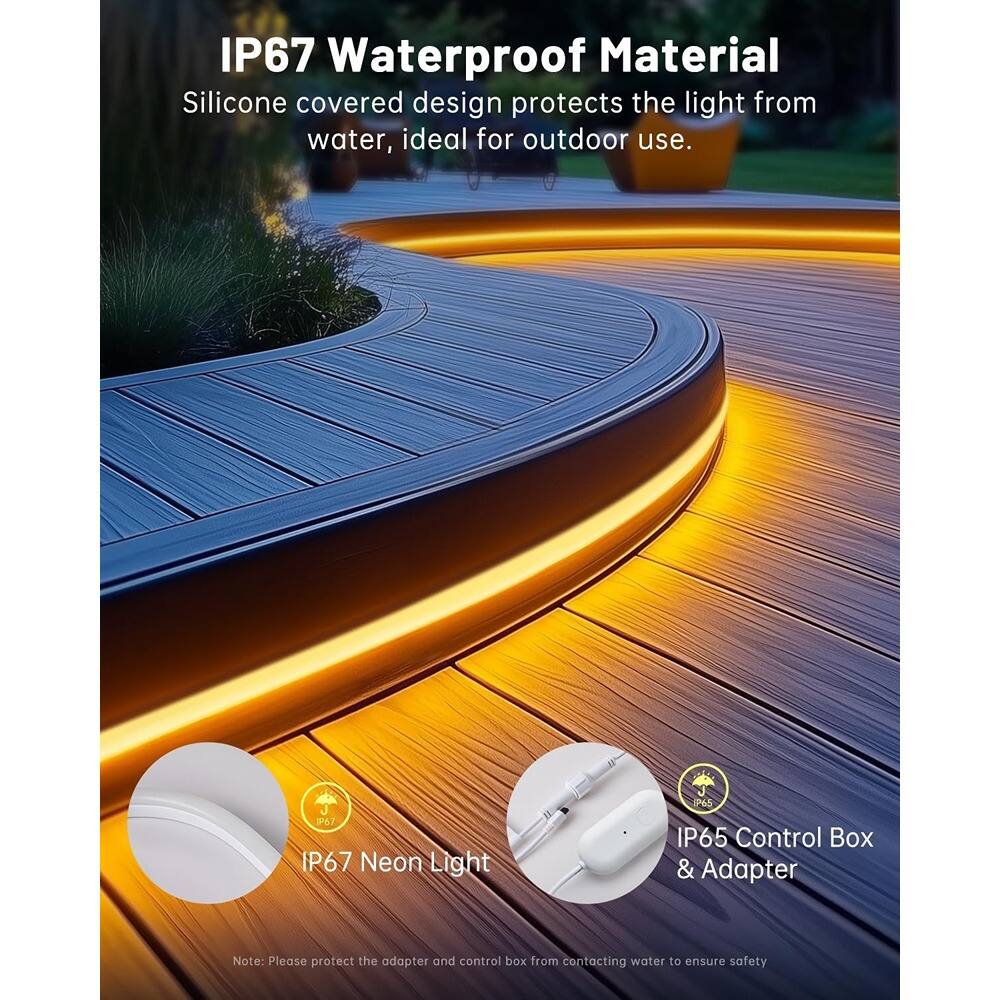 RTMB 10ft Neon Rope Lights – RGB+IC LED, App & Remote Control, IP67 ...