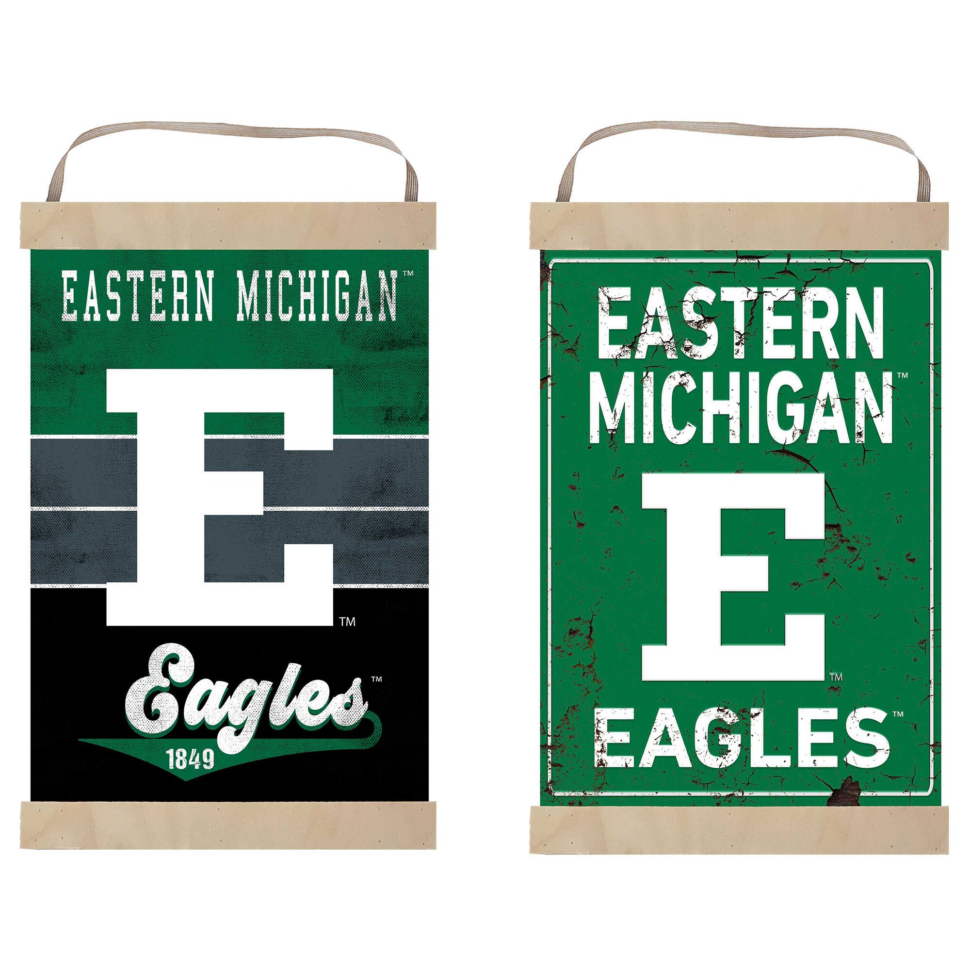 Jardine Eastern Michigan Eagles Reversible Retro Logo Banner Sign Green ...