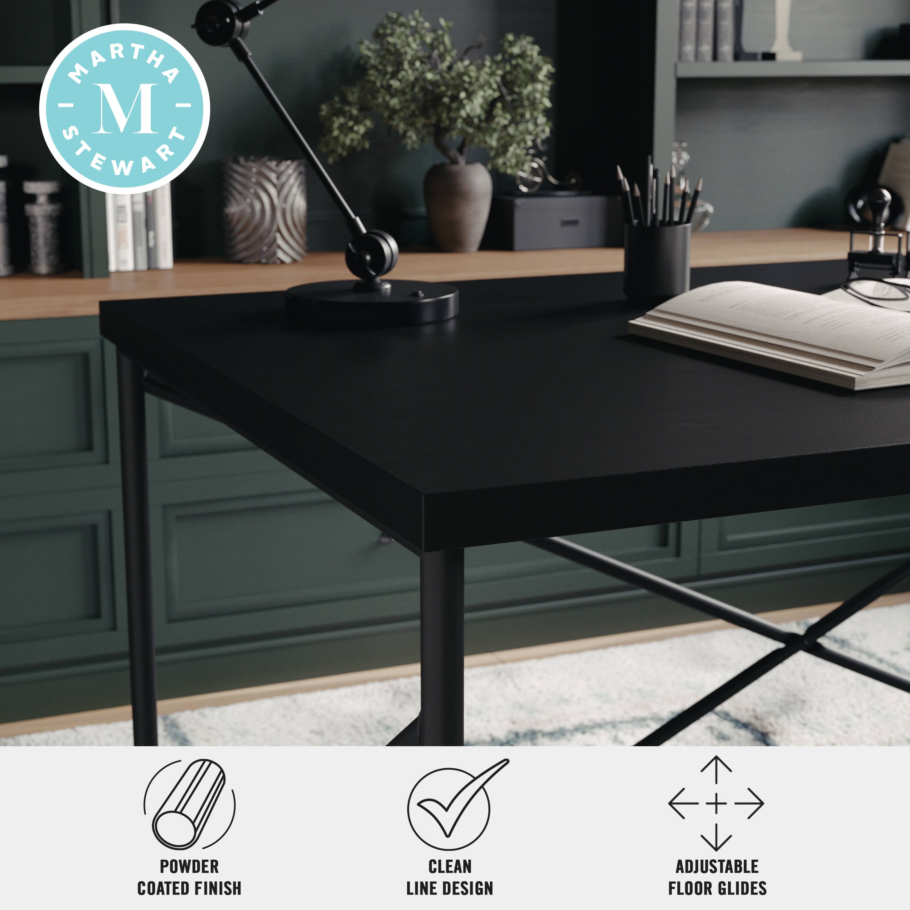 Martha Stewart Maddox Black Wood Grain Parsons Desk Black Top/Oil ...