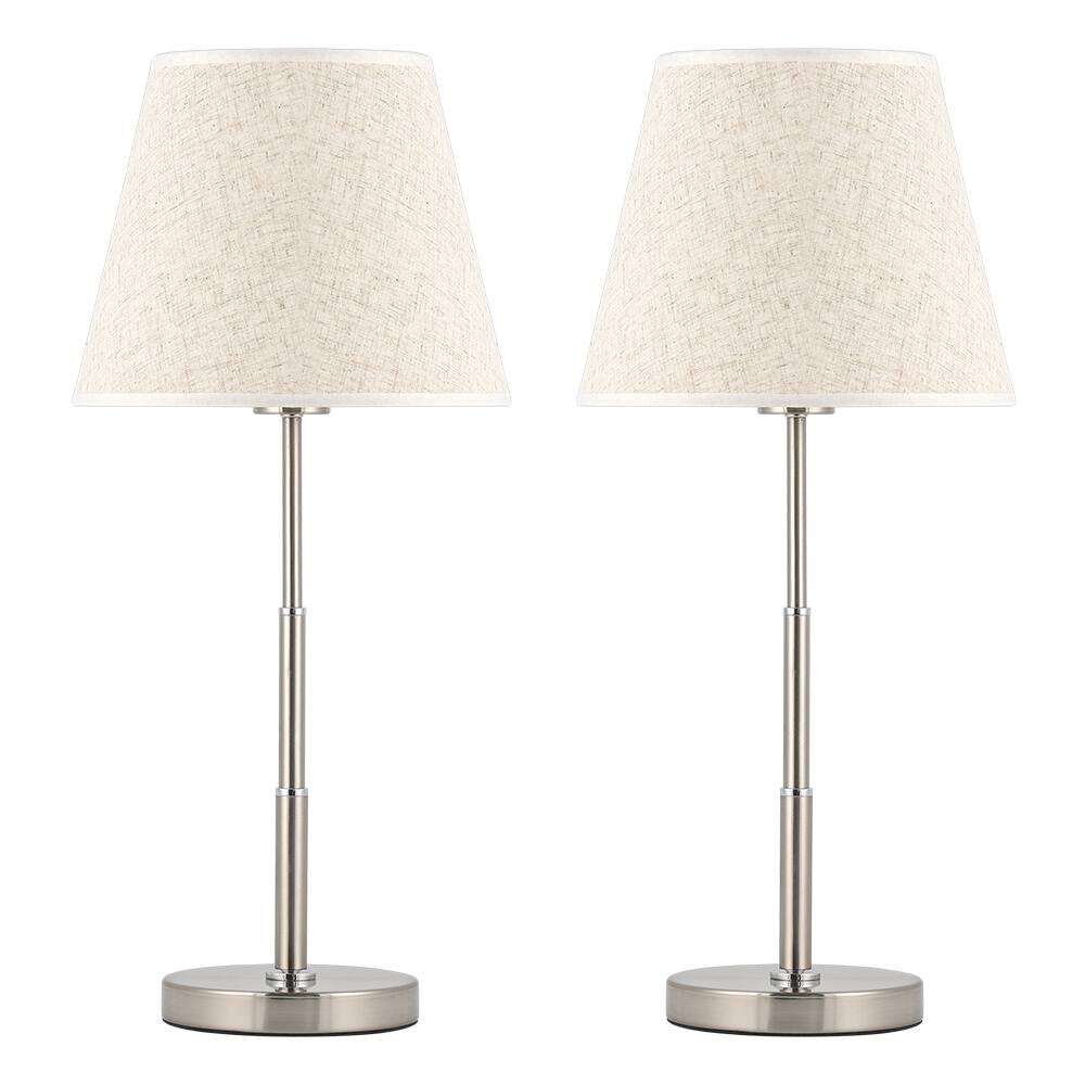 Oumilen 2 Pack Adjustable Height Brushed Nickel Table Lamps with ...