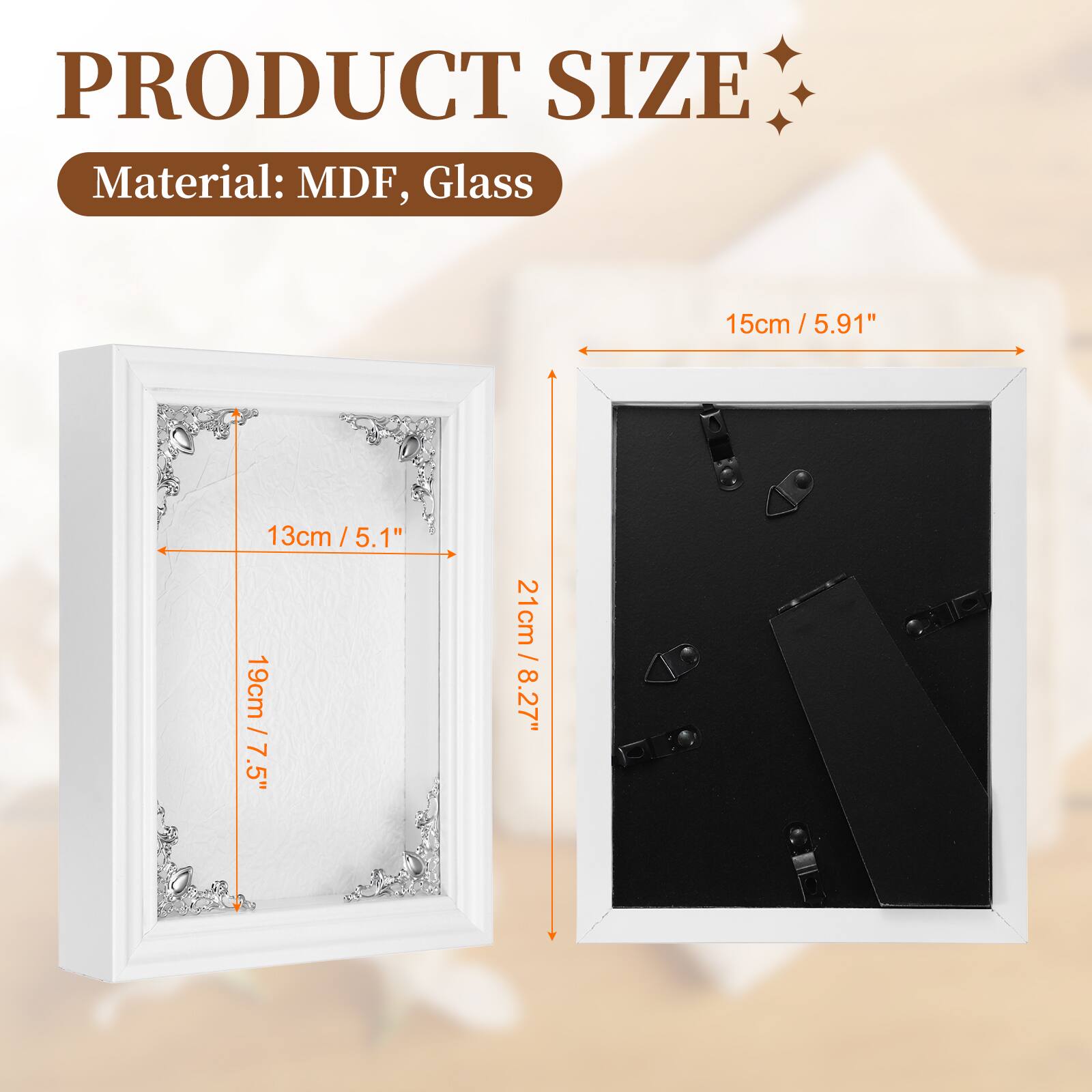 Unique Bargains Shadow Box Frame, 7.5x5.1 Inch Wooden Display Case with ...