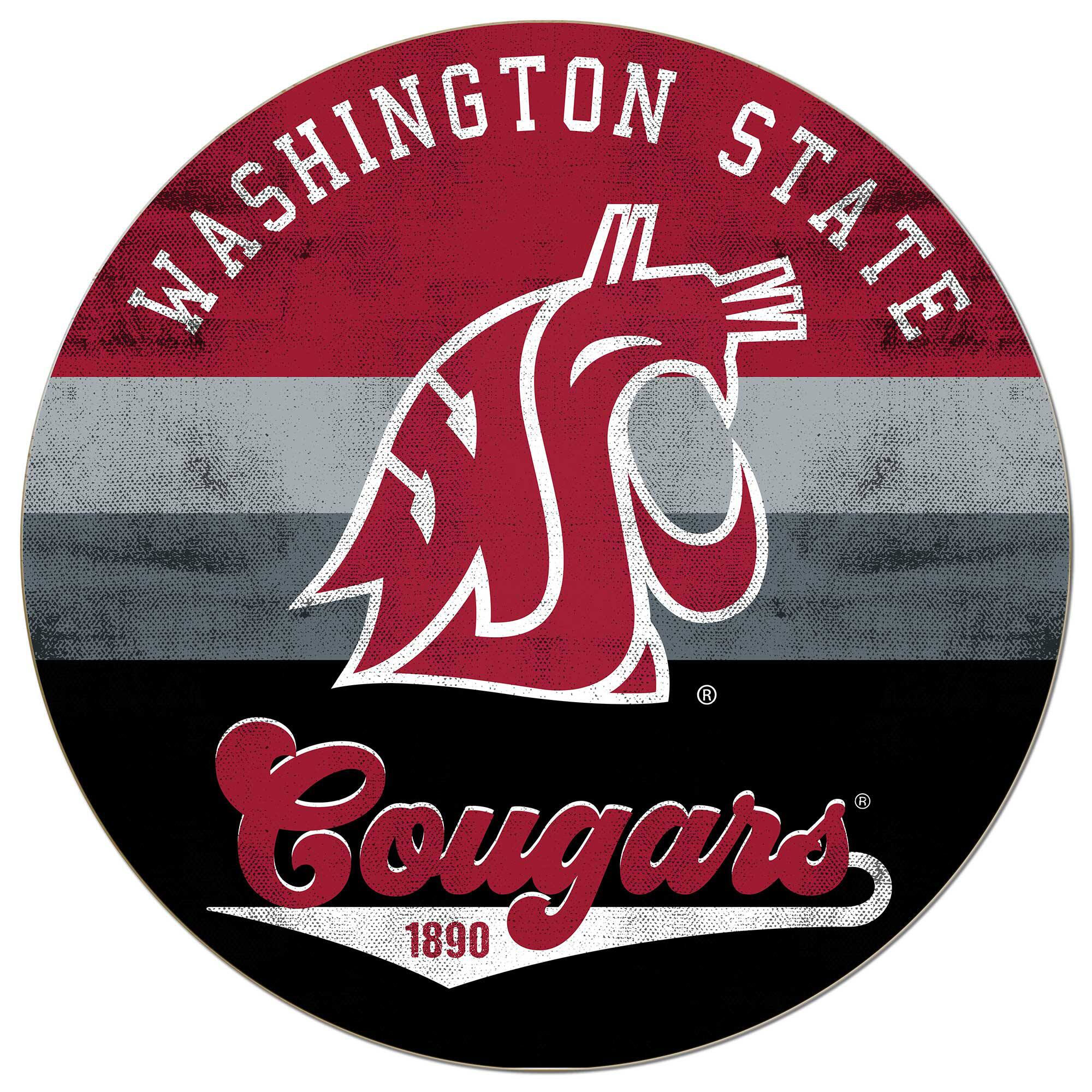Jardine Washington State Cougars 20'' x 20'' Retro Logo Circle Sign Red ...