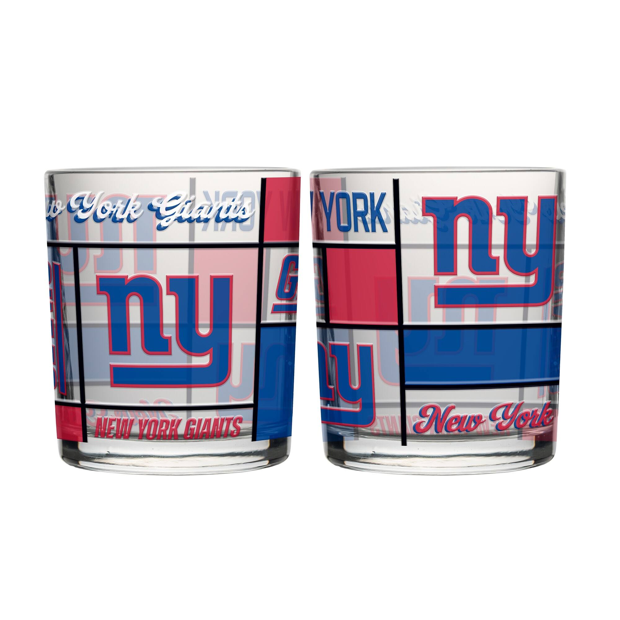 Logo Brands New York Giants 12oz. Quilted Stained Two Pack Rocks Glass ...