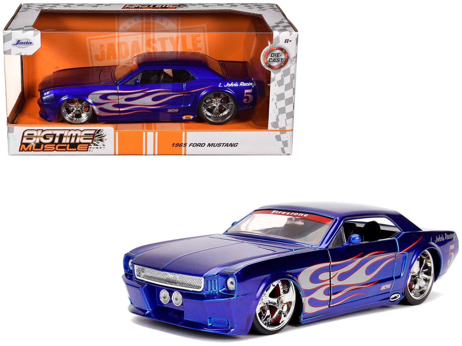 Jada 1965 Ford Mustang #5 "L. John's Racing" Graphics "Bigtime Muscle" Series 1/24 Candy Blue ...