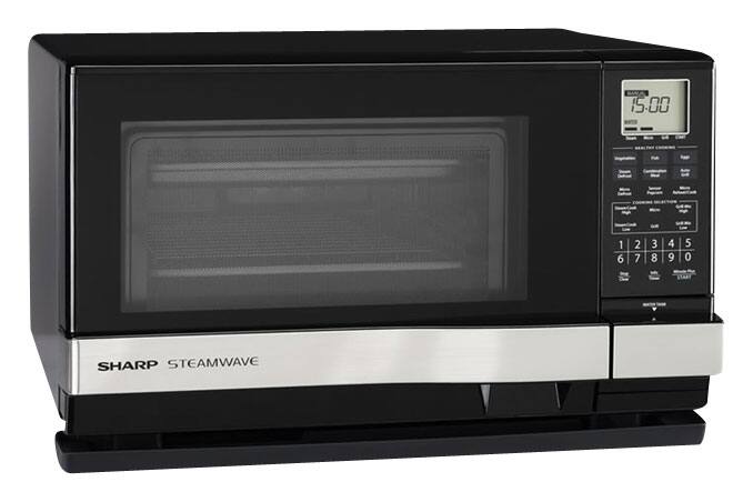Sharp SteamWave 1.0 Cu. Ft. Mid Size Microwave Black/Stainless Steel AX ...
