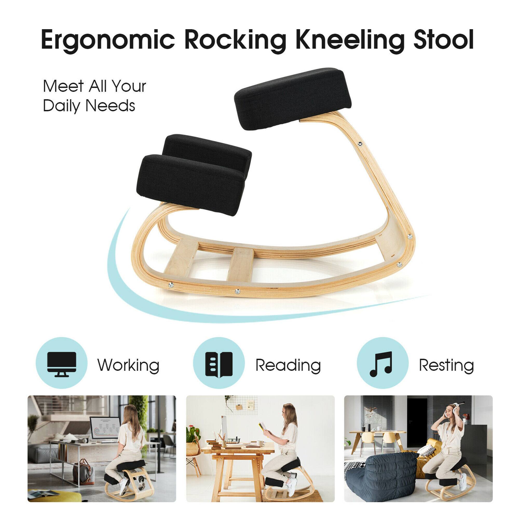 Gymax Ergonomic Kneeling Chair Rocking Stool Upright Posture Office ...