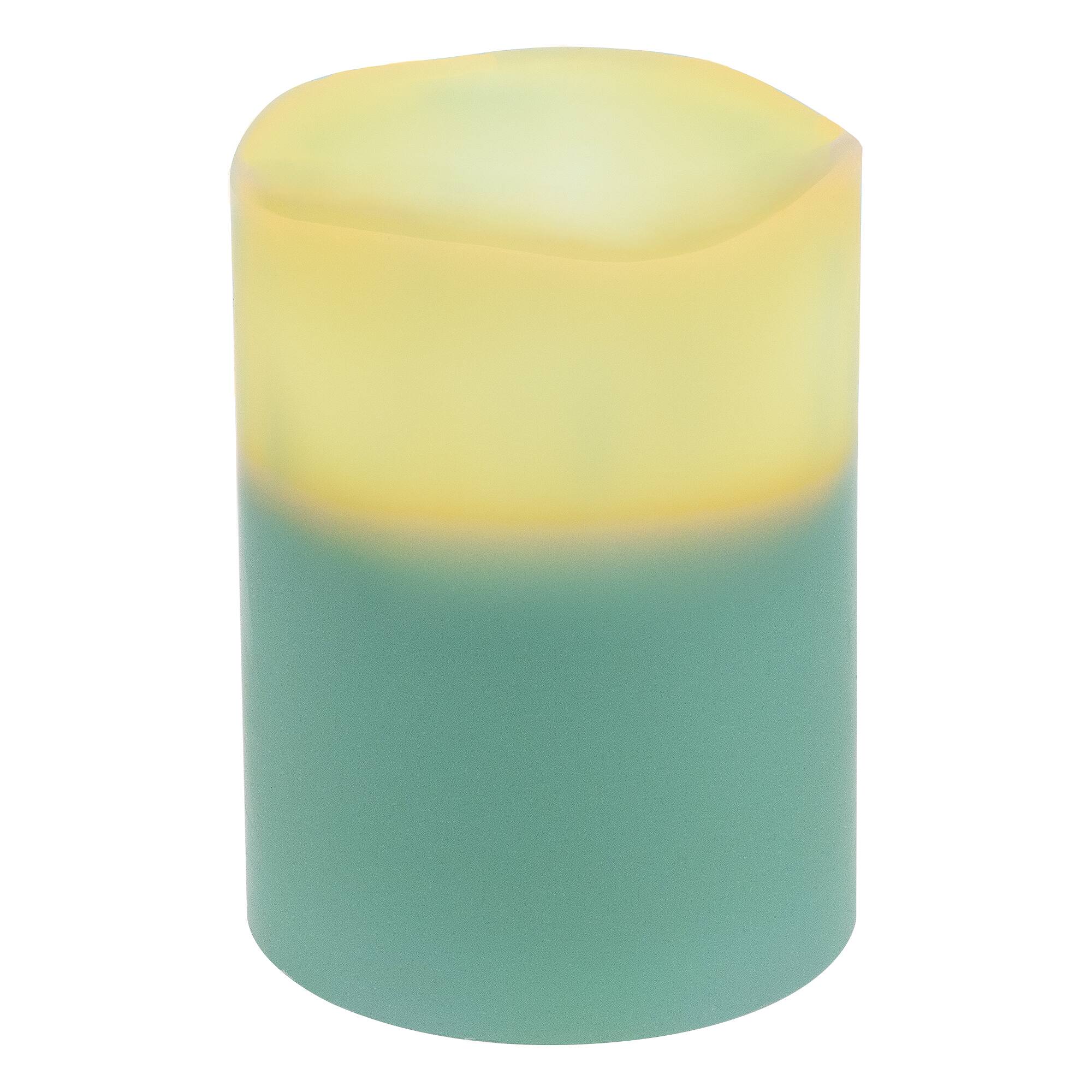 Northlight Flameless LED Lighted 3 Wick Flickering Wax Pillar Candle 8 ...