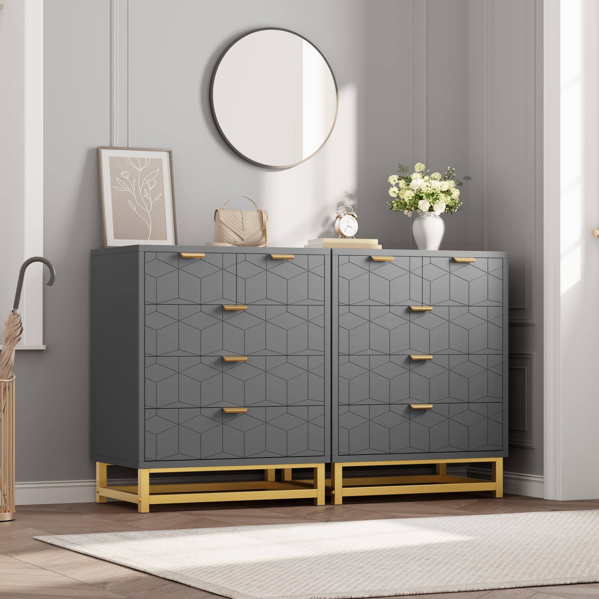 GARVEE 5 Drawer Dresser, Chest with Metal Base, Modern Organizer ...
