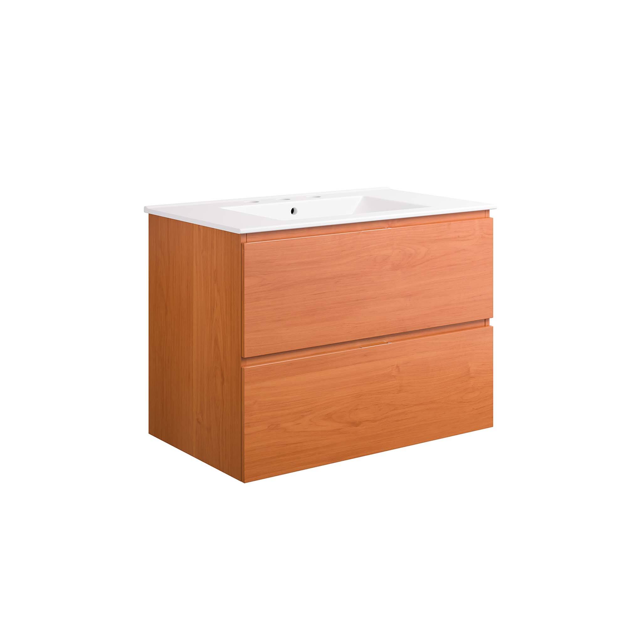 Scenic Wall Mount Bathroom Vanity Basin Included by Modway Cherry White ...