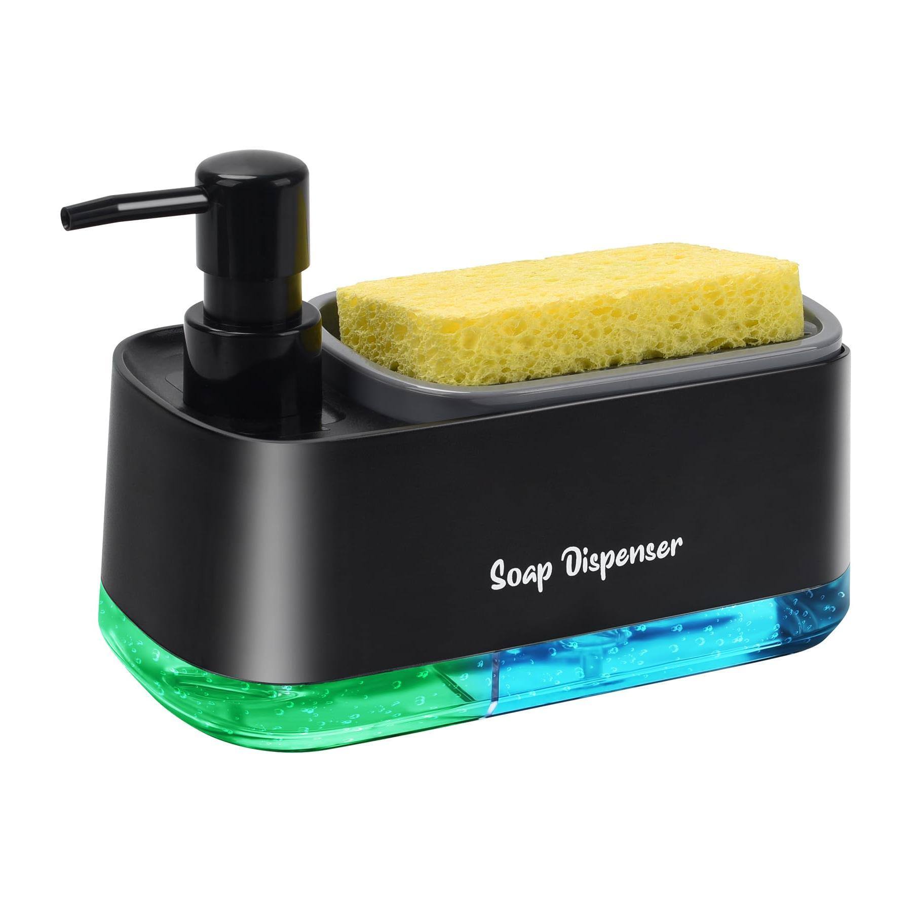 Dapper Styles Kitchen Dish Soap Dispenser Set dish And Hand With Sponge ...