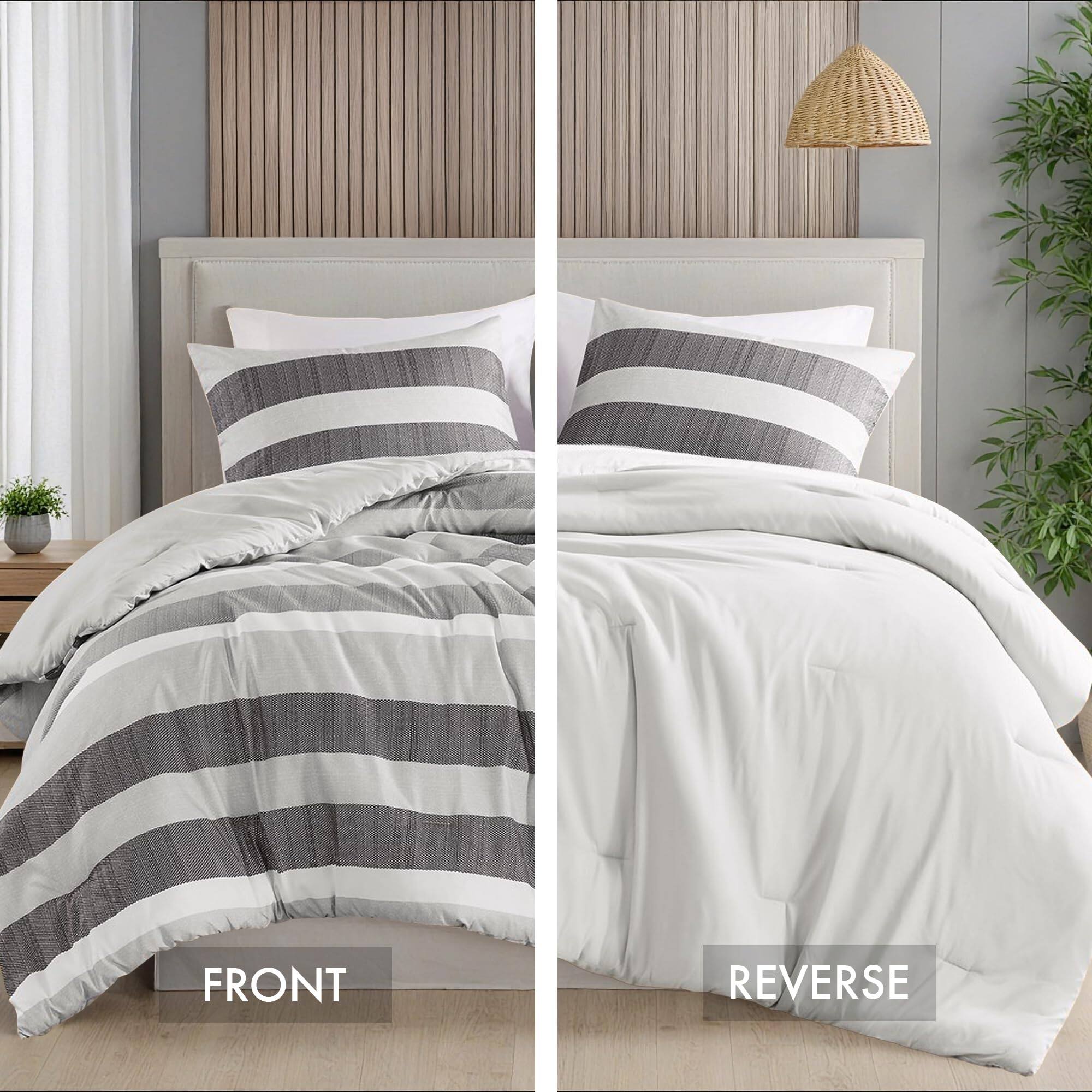 Reds Spade Queen Comforter Set 3 Pieces Striped Bed Soft Brushed ...