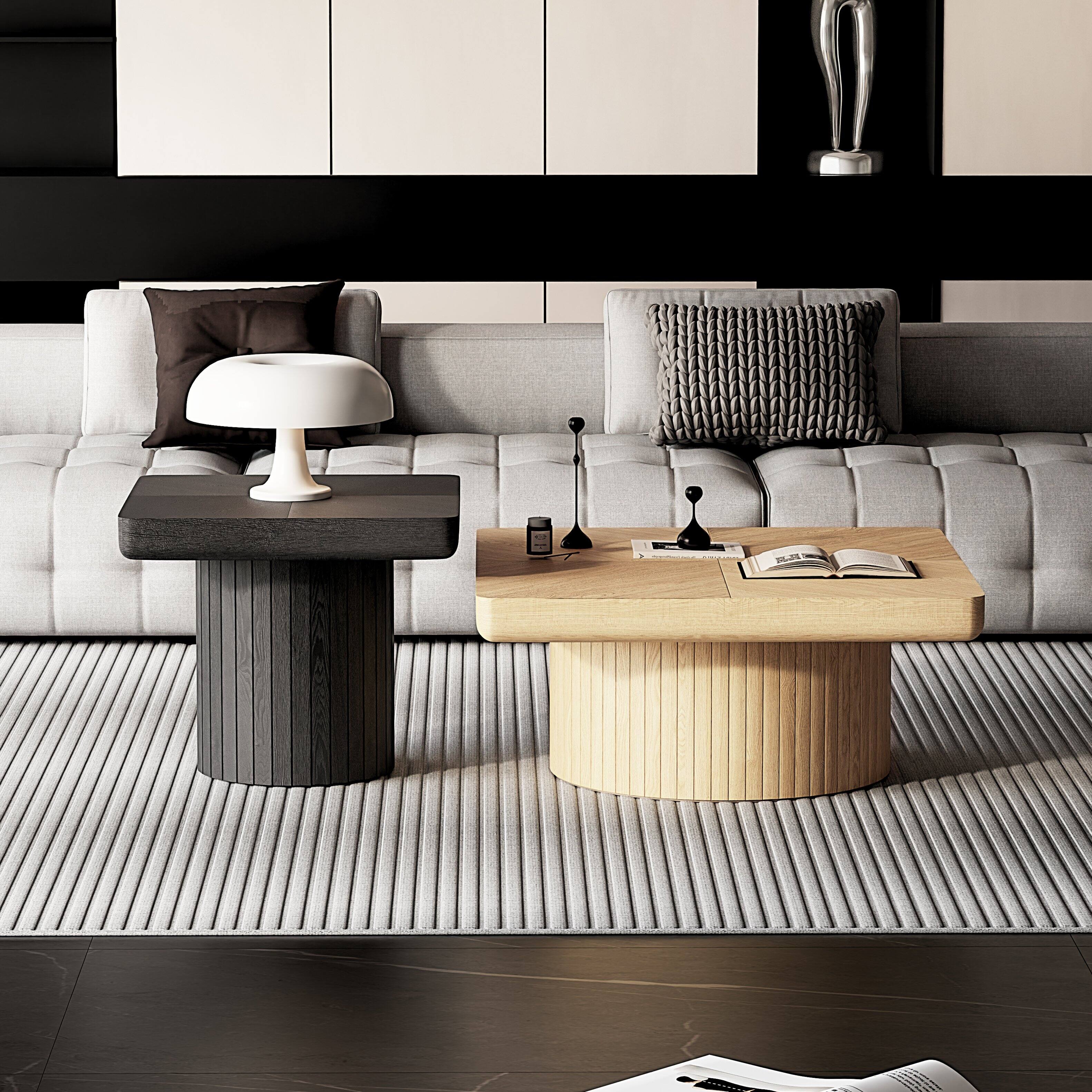 Loheer Modern Wood Nesting Coffee Table Set Minimalist Center Table ...