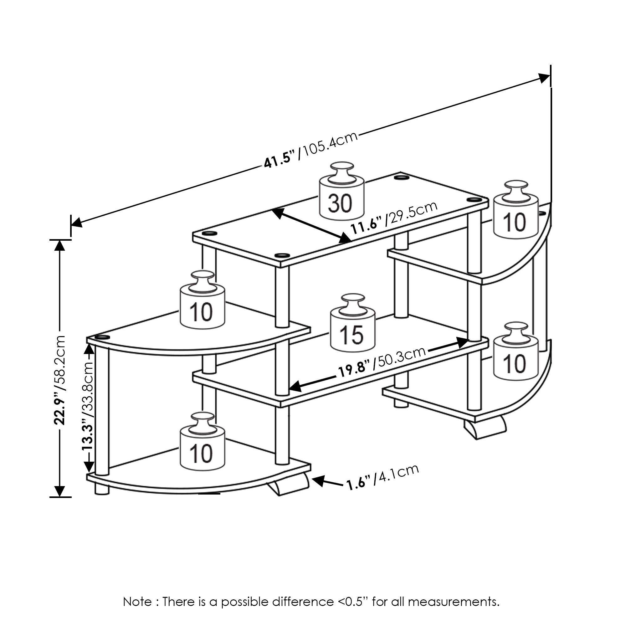 Furinno Turn N Tube Rounded Corner TV Entertainment Center Black/Grey 12258BK/GY - Best Buy