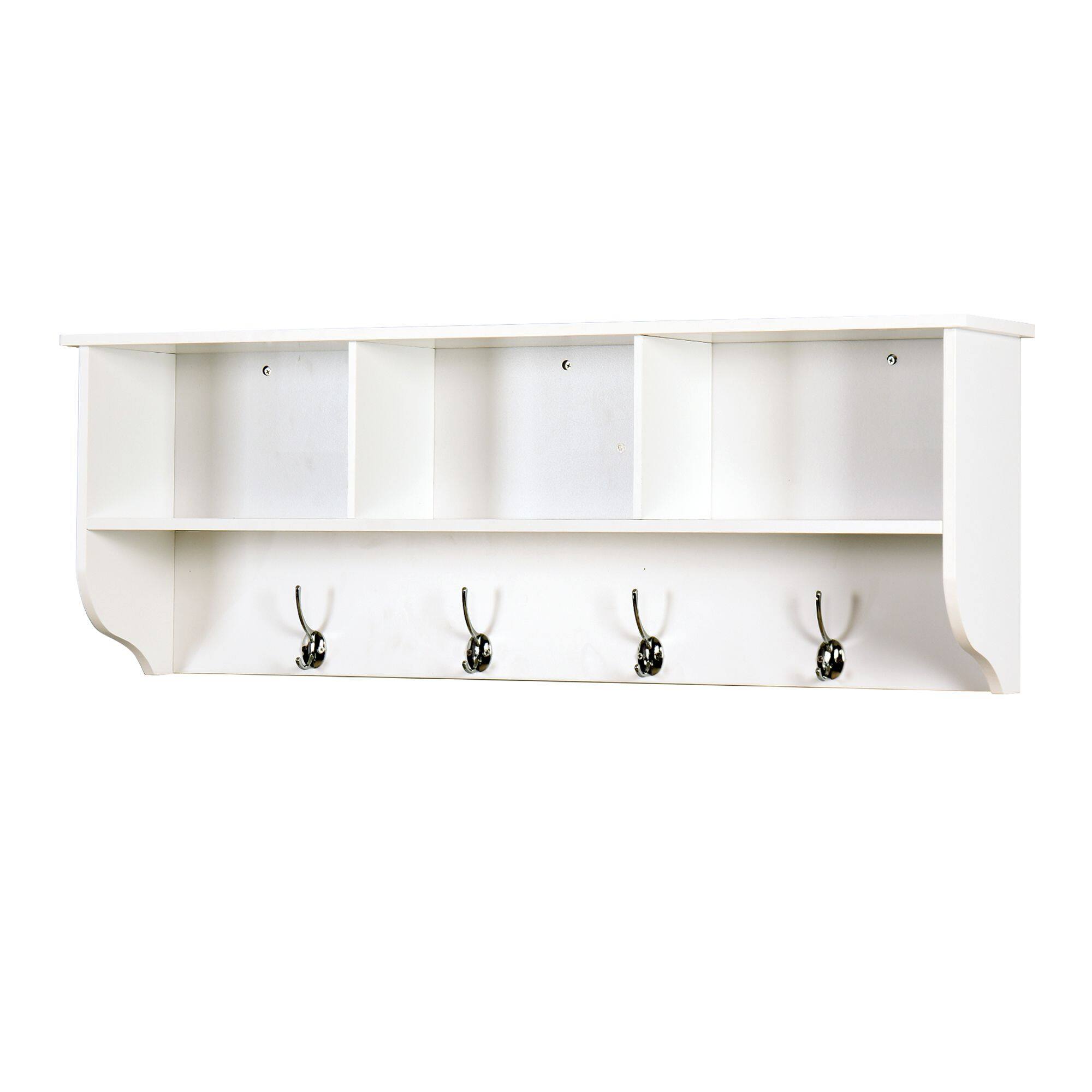 Mirfee Wall Mounted Coat Rack with 4 Dual Hooks, Wooden Storage Shelf ...
