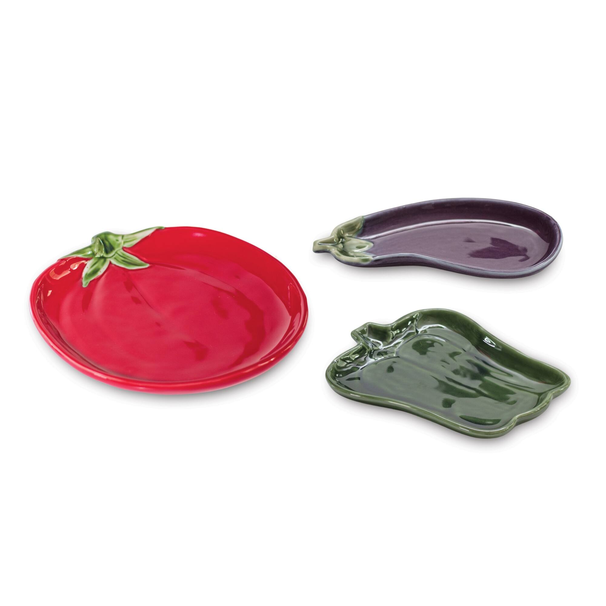 BreeBe Ceramic Vegetable Plate (Set of 3) Red, Green, Purple 92873DS ...