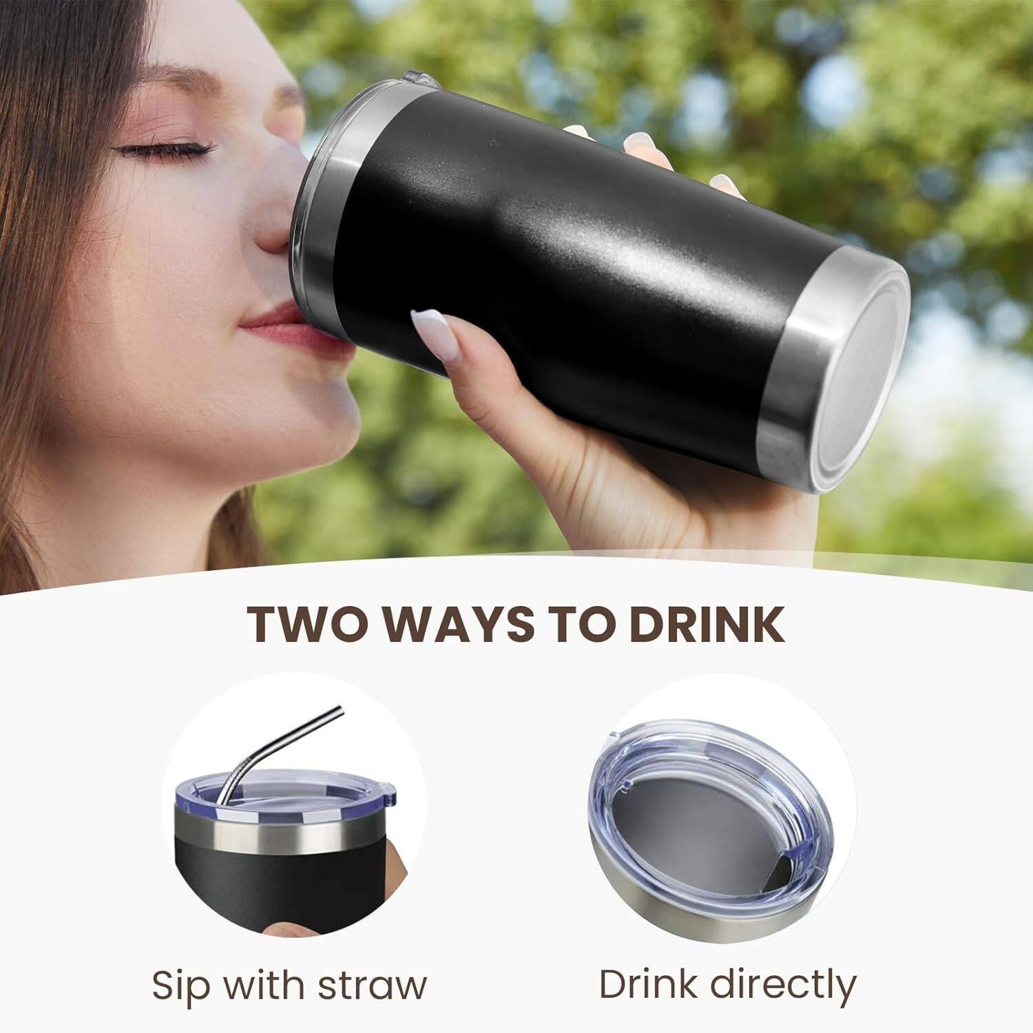 PARKER SLATER 8 pack 20oz stainless steel tumblers with lids and straws, double wall vacuum ...