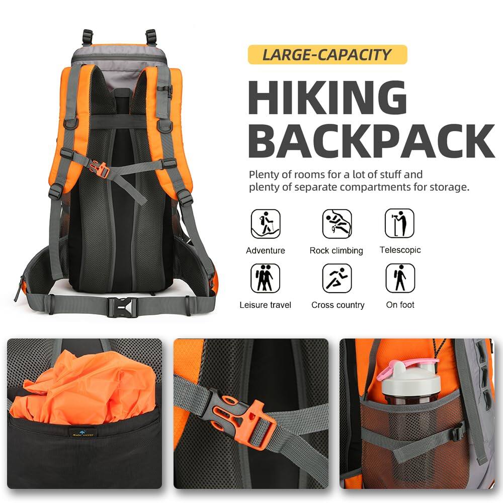 Live At Space 60l Hiking Backpack Large Waterproof Camping For Men And ...