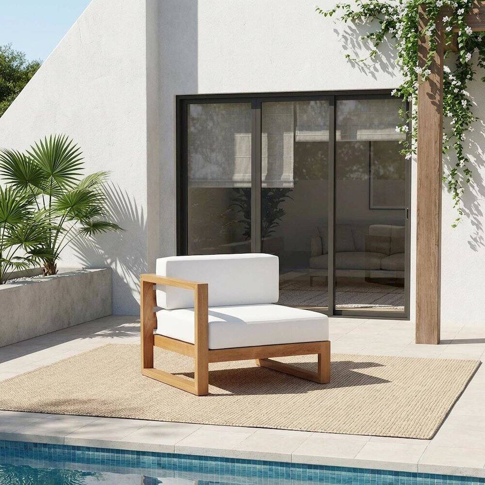 Outdoor Escape Outdoor Patio Teak Wood Left Arm Lounge Chair With ...
