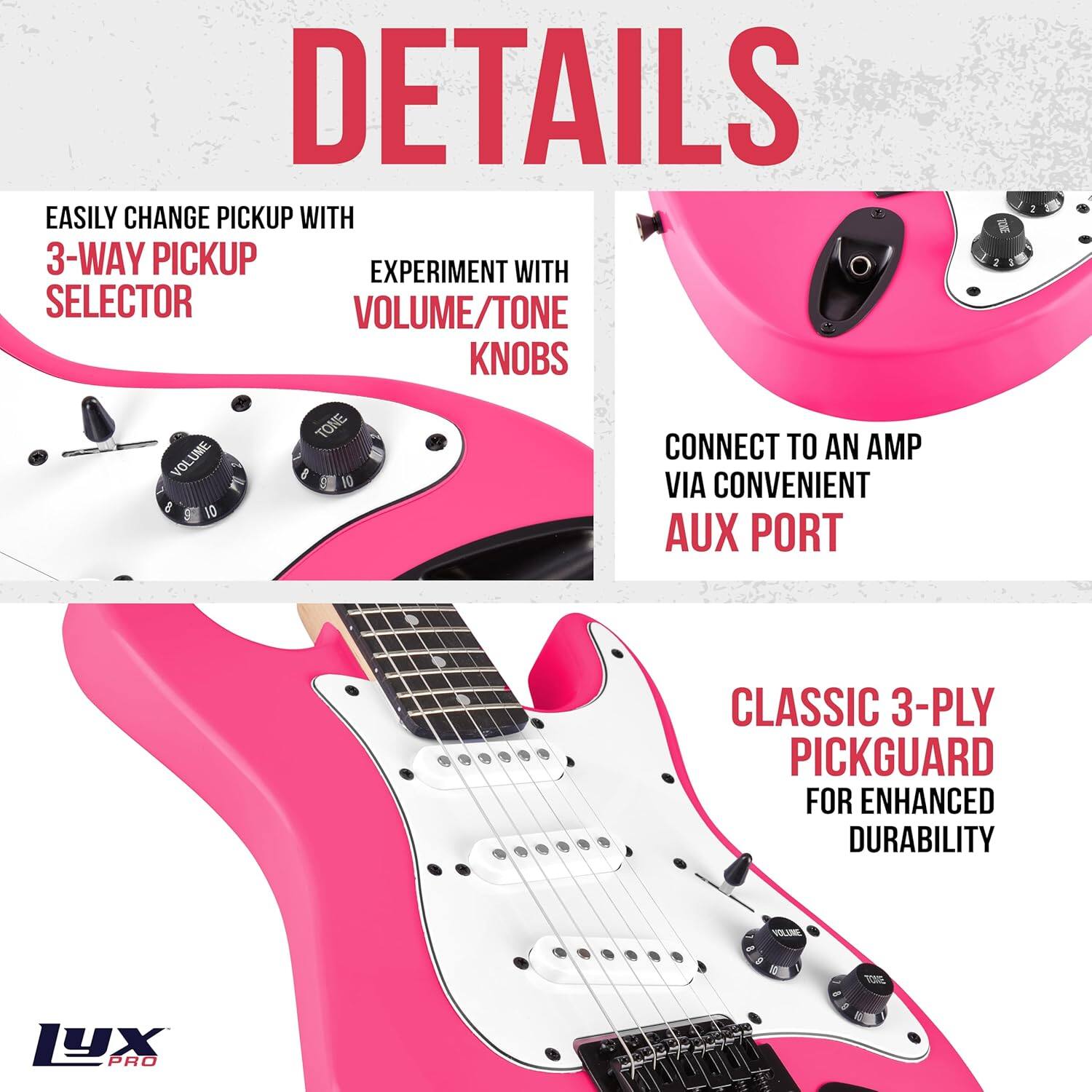 Lyxpro CS 36” Beginner Electric Guitar Kit with Amp Cable, 6 Picks ...