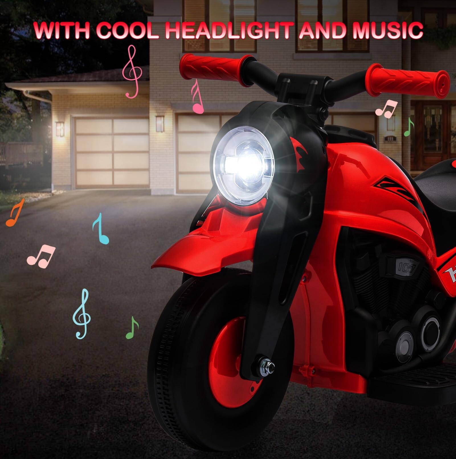 GARVEE 6V Kids Ride On Bubble Motorcycle with LED Headlights, Music,3 ...