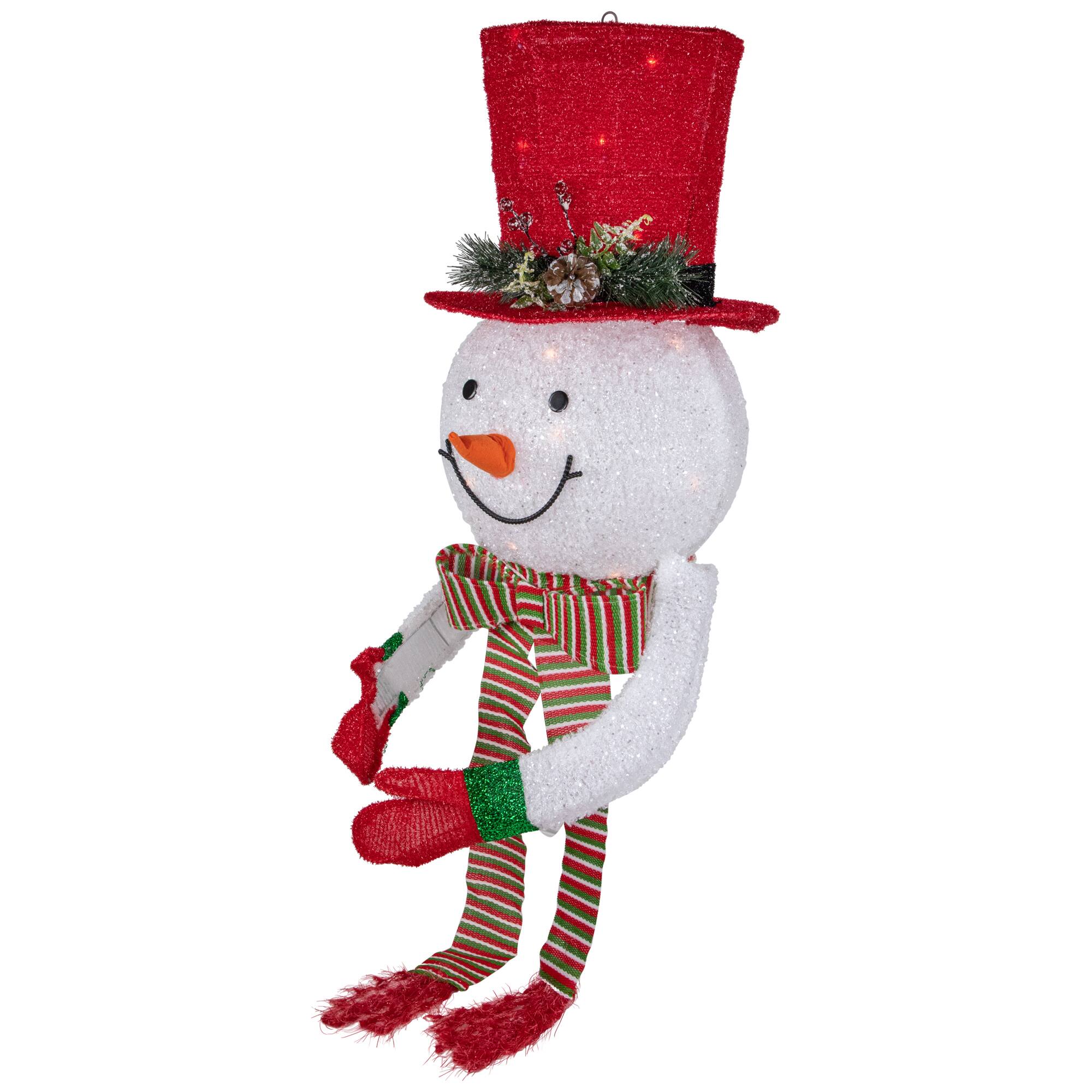 Northlight 21.5" Lighted Snowman with Top Hat Christmas Tree Topper Red ...
