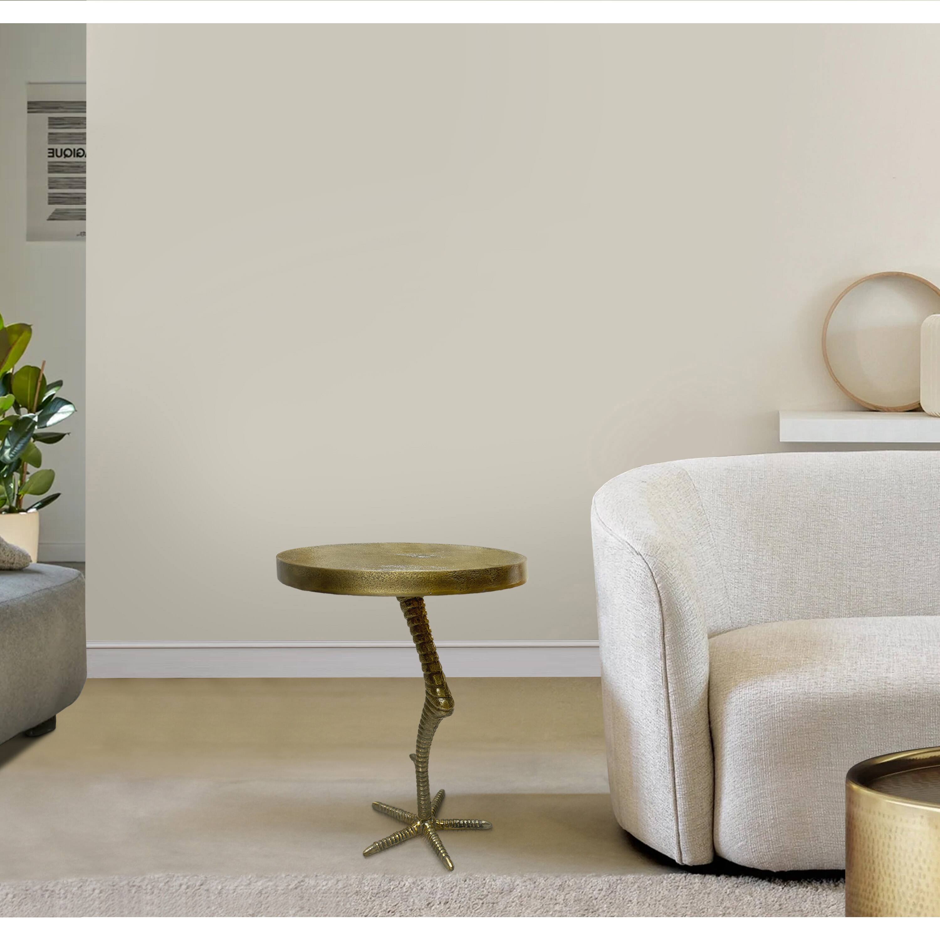 Manhattan Lane 19 Inch Side End Table, Antique Aluminum Cast, Round Top ...