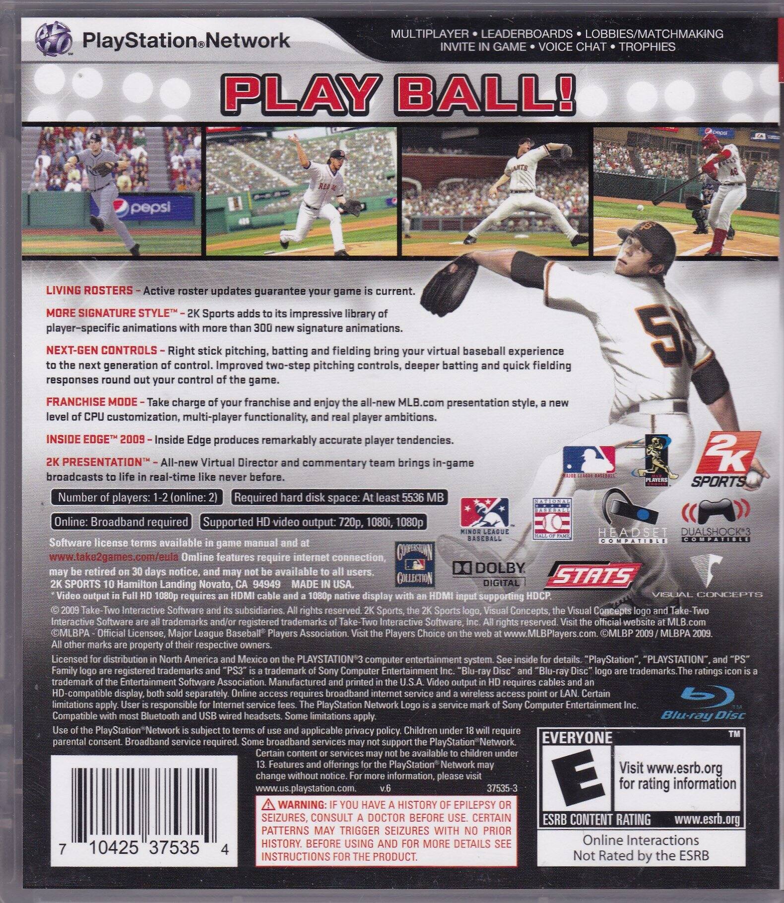 Major League Baseball 2K9 Playstation 3 PlayStation 3 - Best Buy