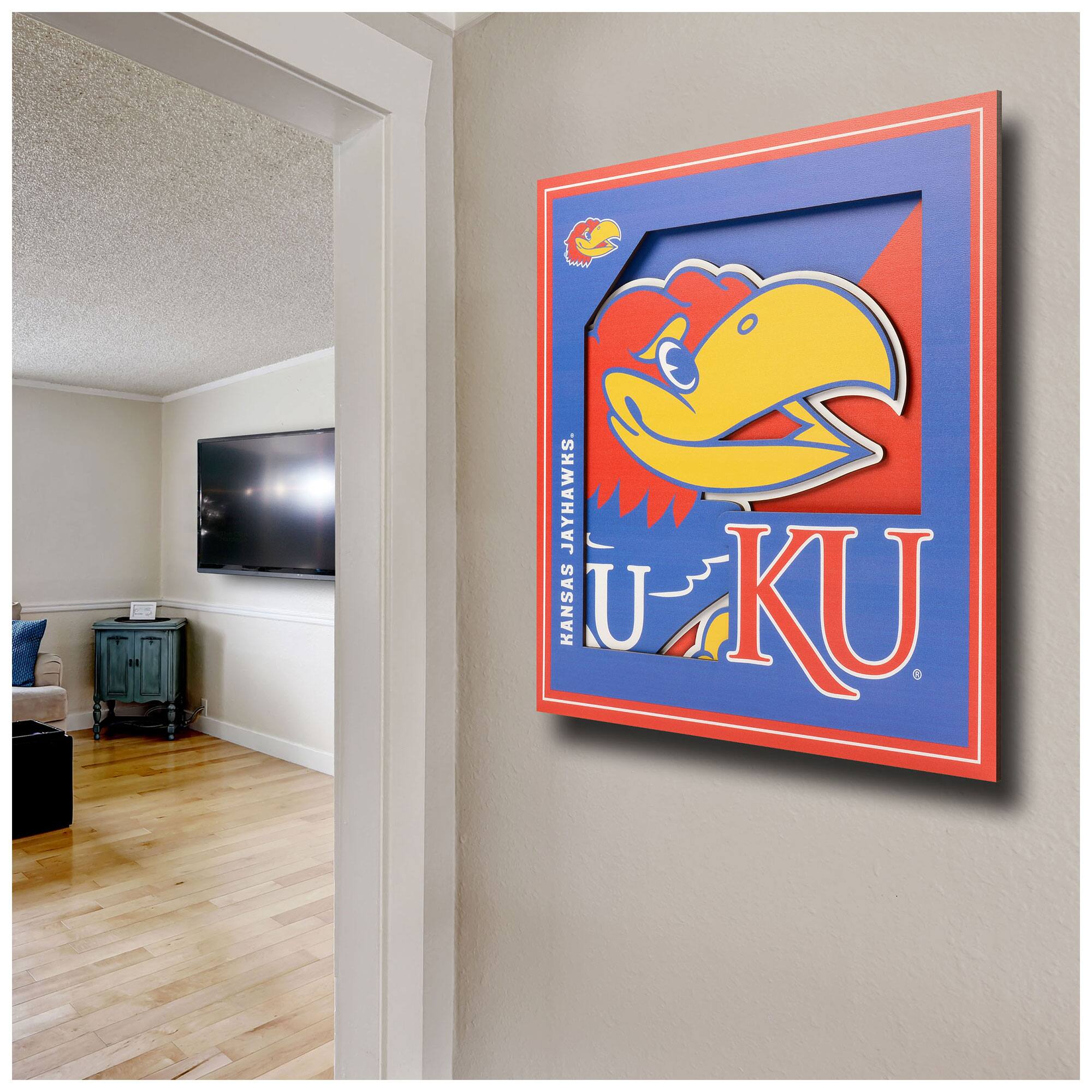 YouTheFan Kansas Jayhawks 12'' x 12'' 3D Logo Wall Art Multicolor ...