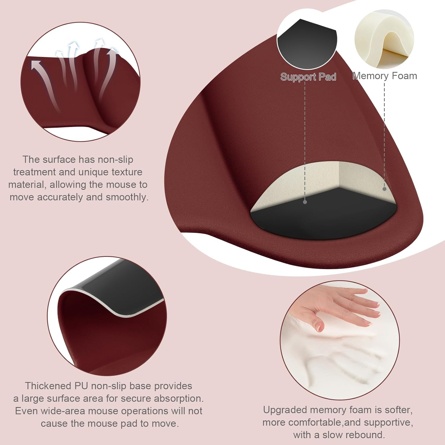 mosiso Mouse Pad Wrist Support Ergonomic Memory Foam Mousepad for Easy ...