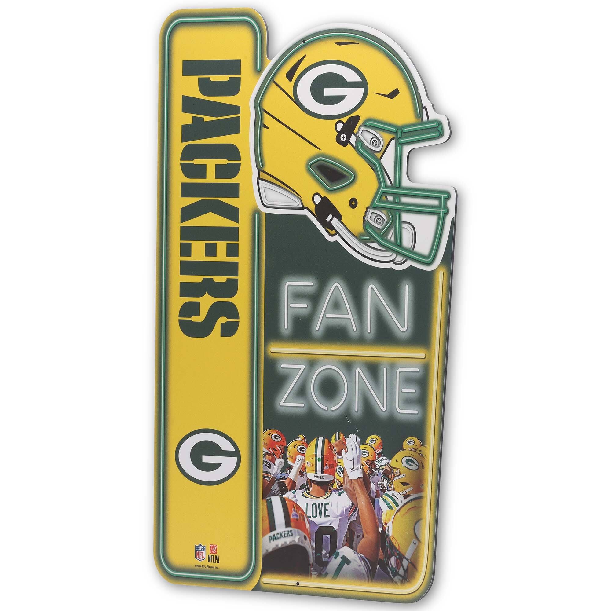 Open Road Brands Bay Packers 13" x 19.5" Fan Zone Metal Sign Green 203374545 - Best Buy