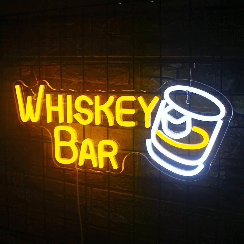 Auledio Whiskey Bar Neon Sign Led Neon Lights For Wall Decor Light Up ...
