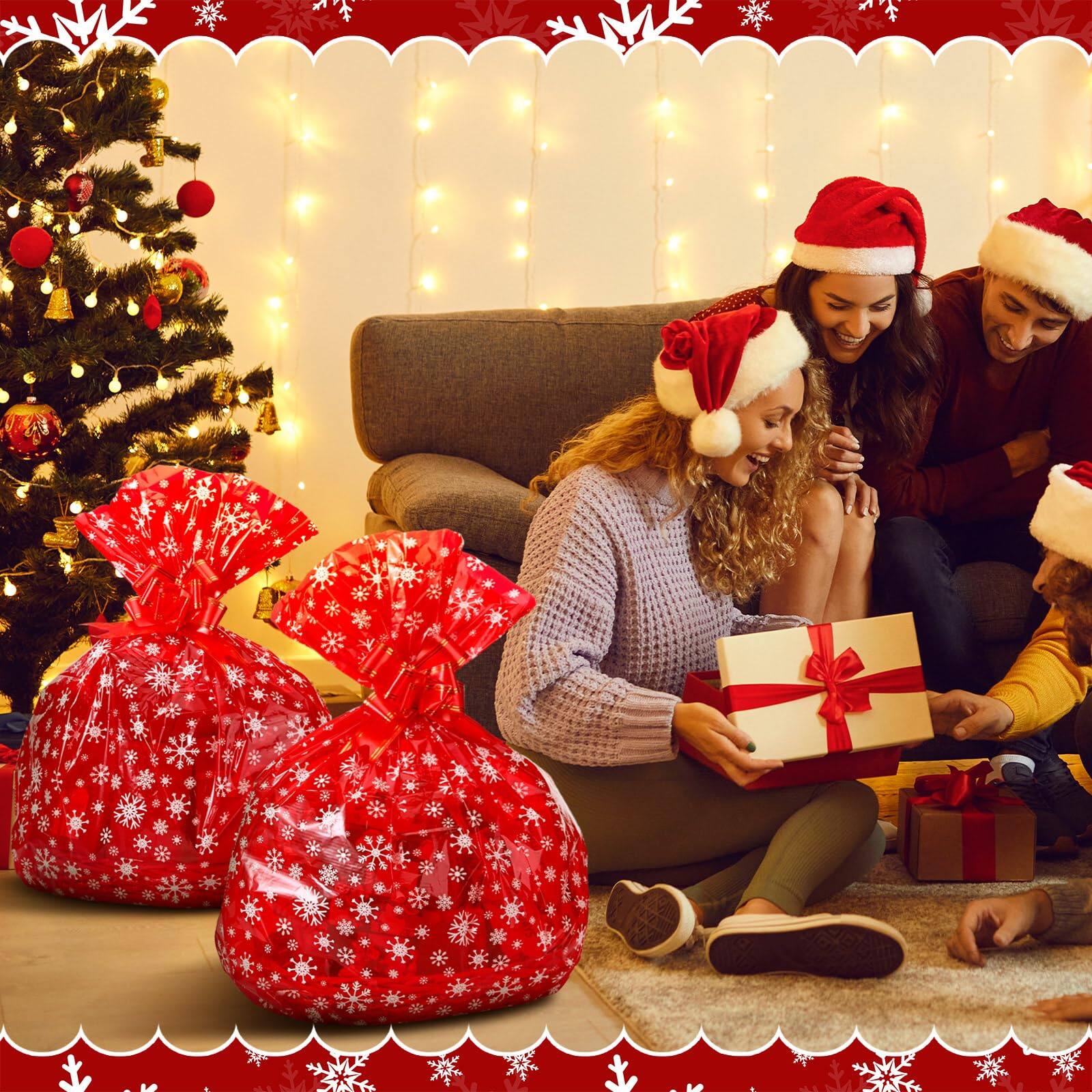 Paradigms Interiors 12 Large Christmas Basket Bags With 10 Bows Ribbon ...