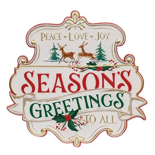 BreeBe Distressed Metal Season's Greetings to All Metal Sign Multicolor ...
