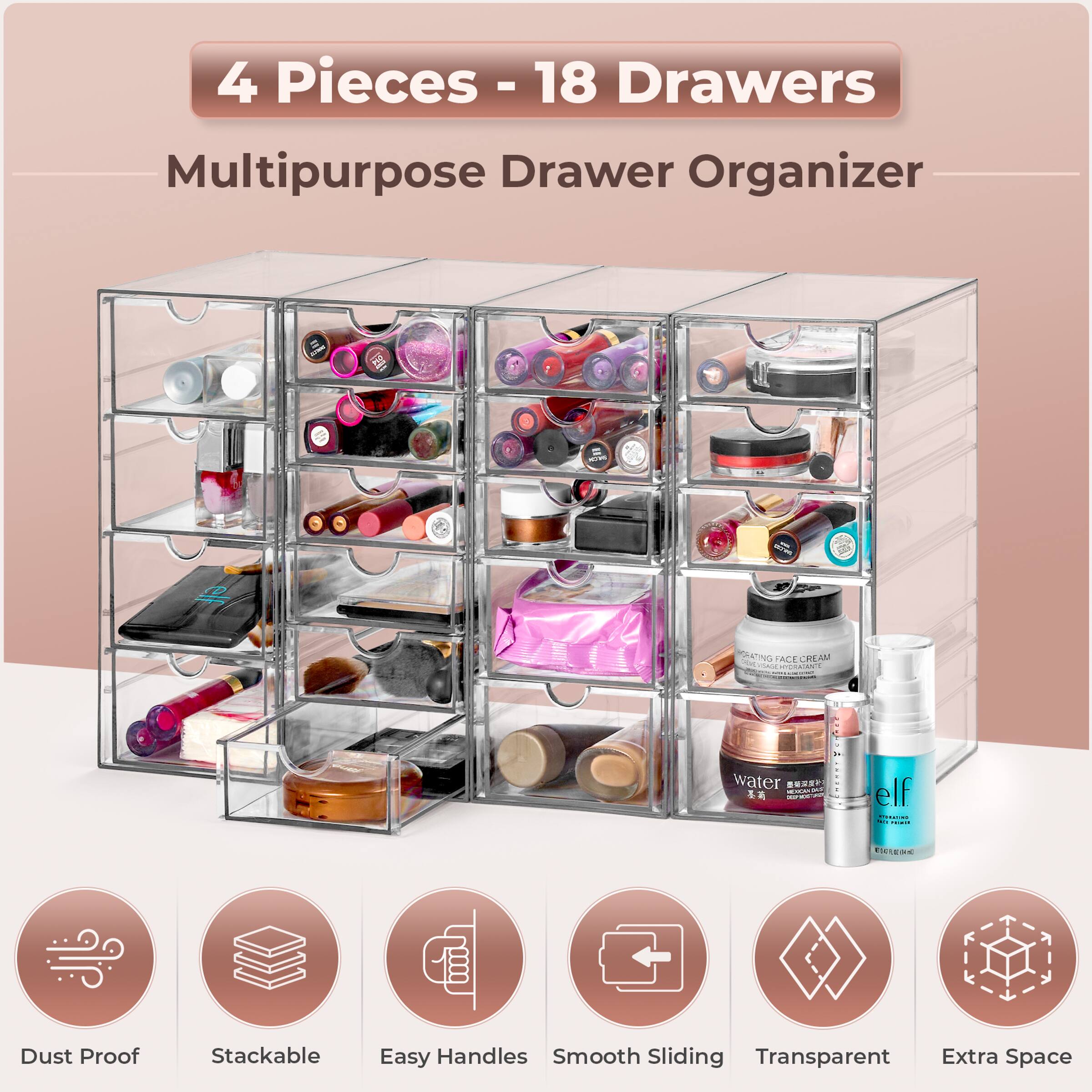 Sorbus 20 Drawers Acrylic Organizer for Makeup, Organization and ...