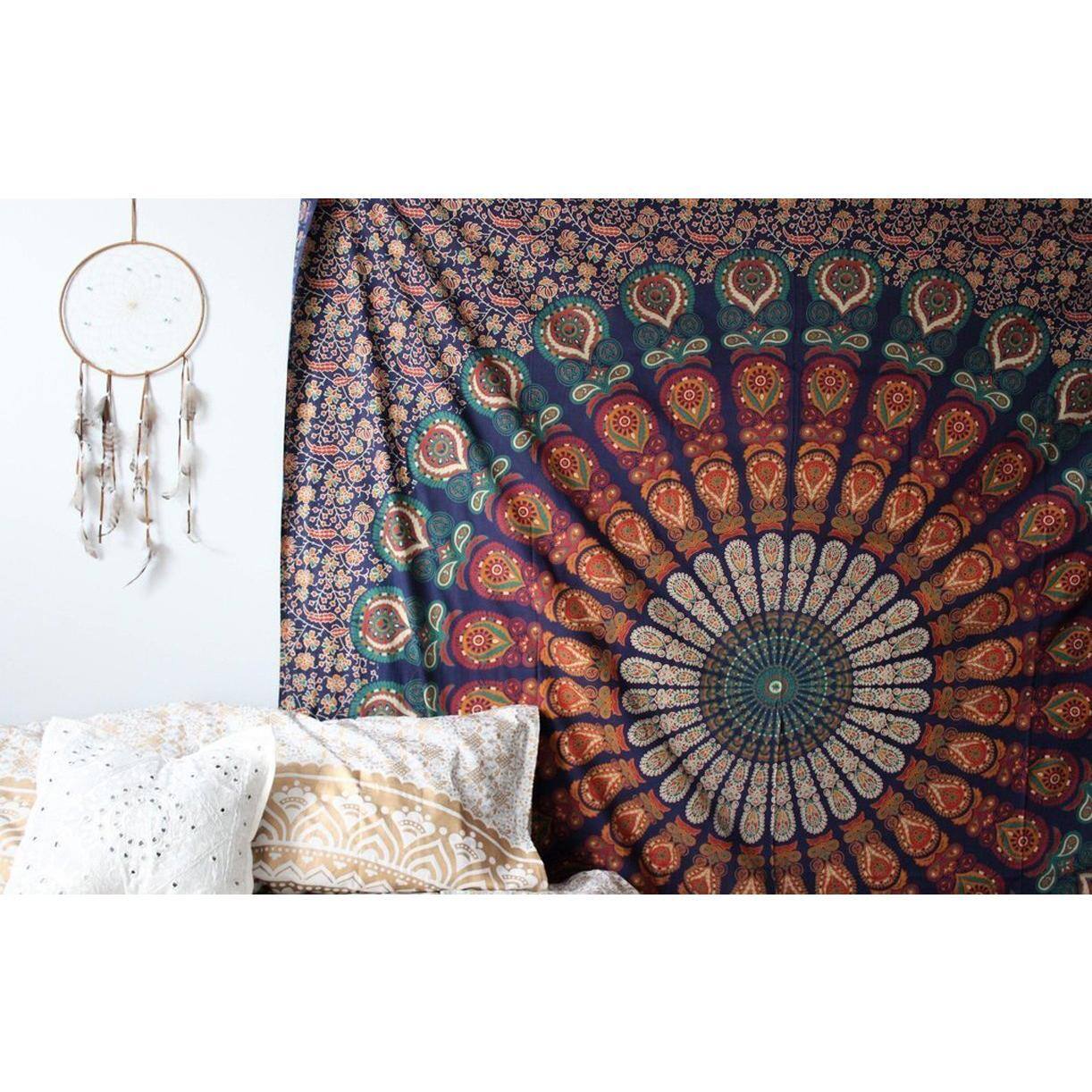 Paradigms Interiors Turquoise Tapestry Tapestrys Mandala Wall Hanging ...