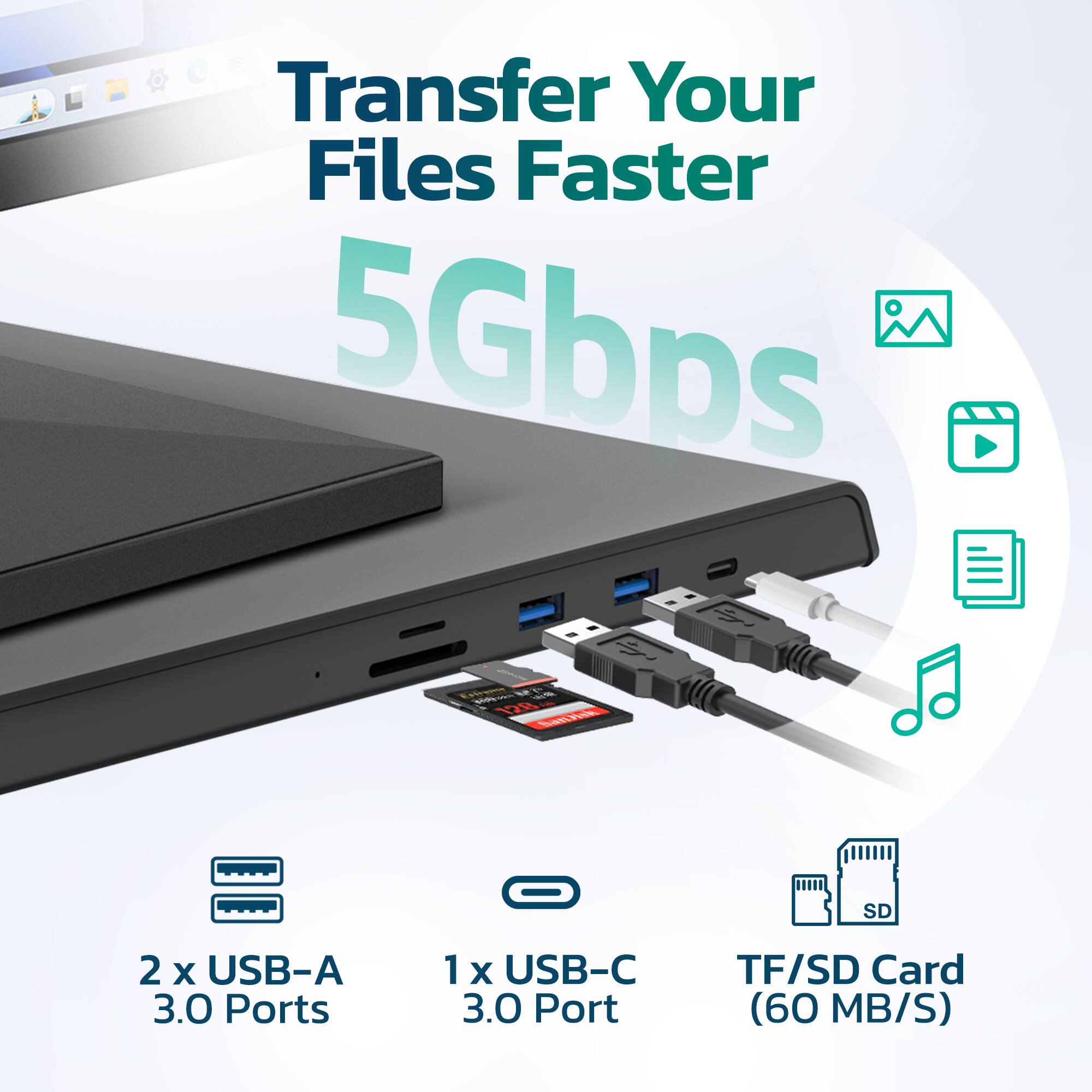 Purely S502 Monitor Riser Docking Station with Wireless Charging Black ...