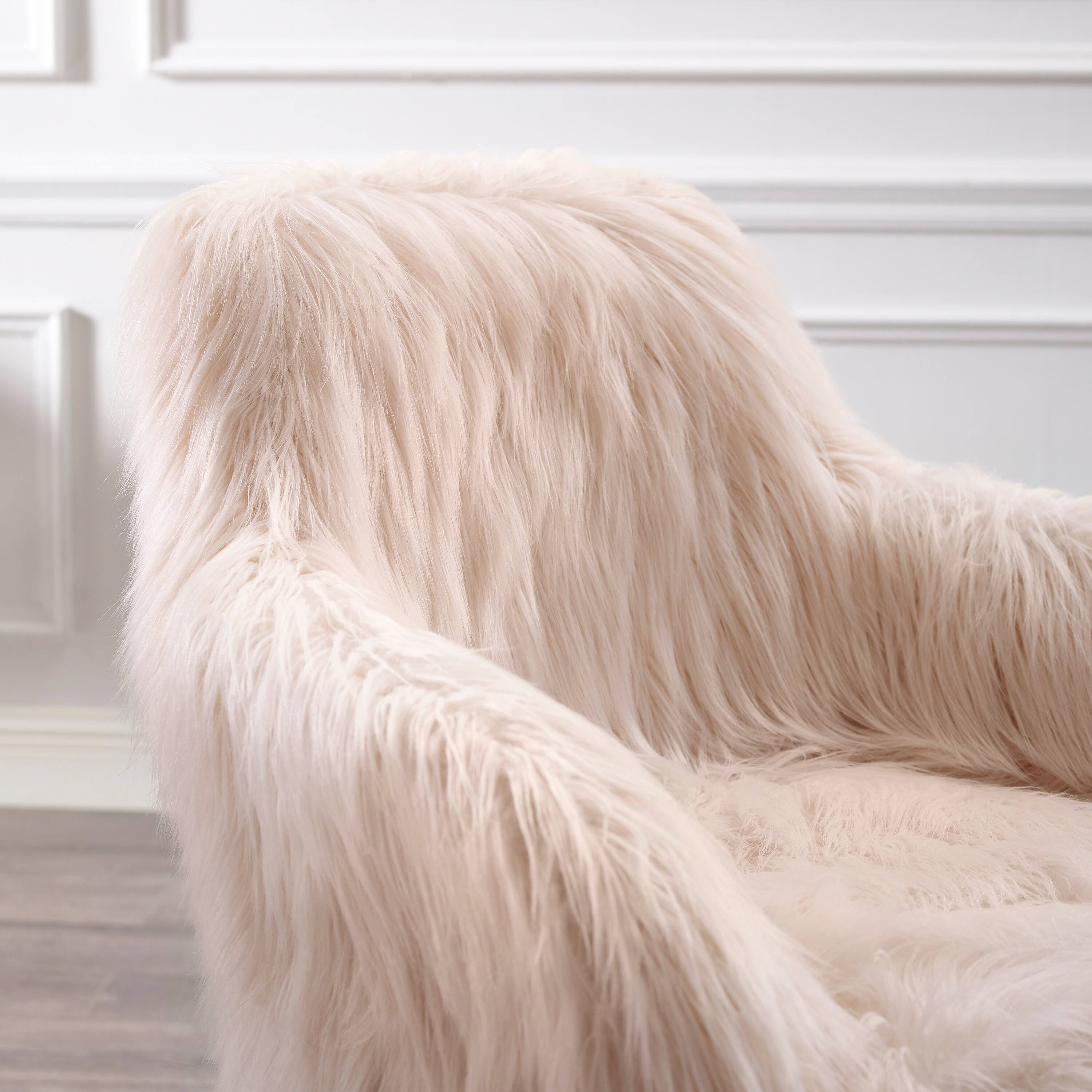 Linon Home Décor Diehm Faux Fur Adjustable Office Chair With Arms Pink ...